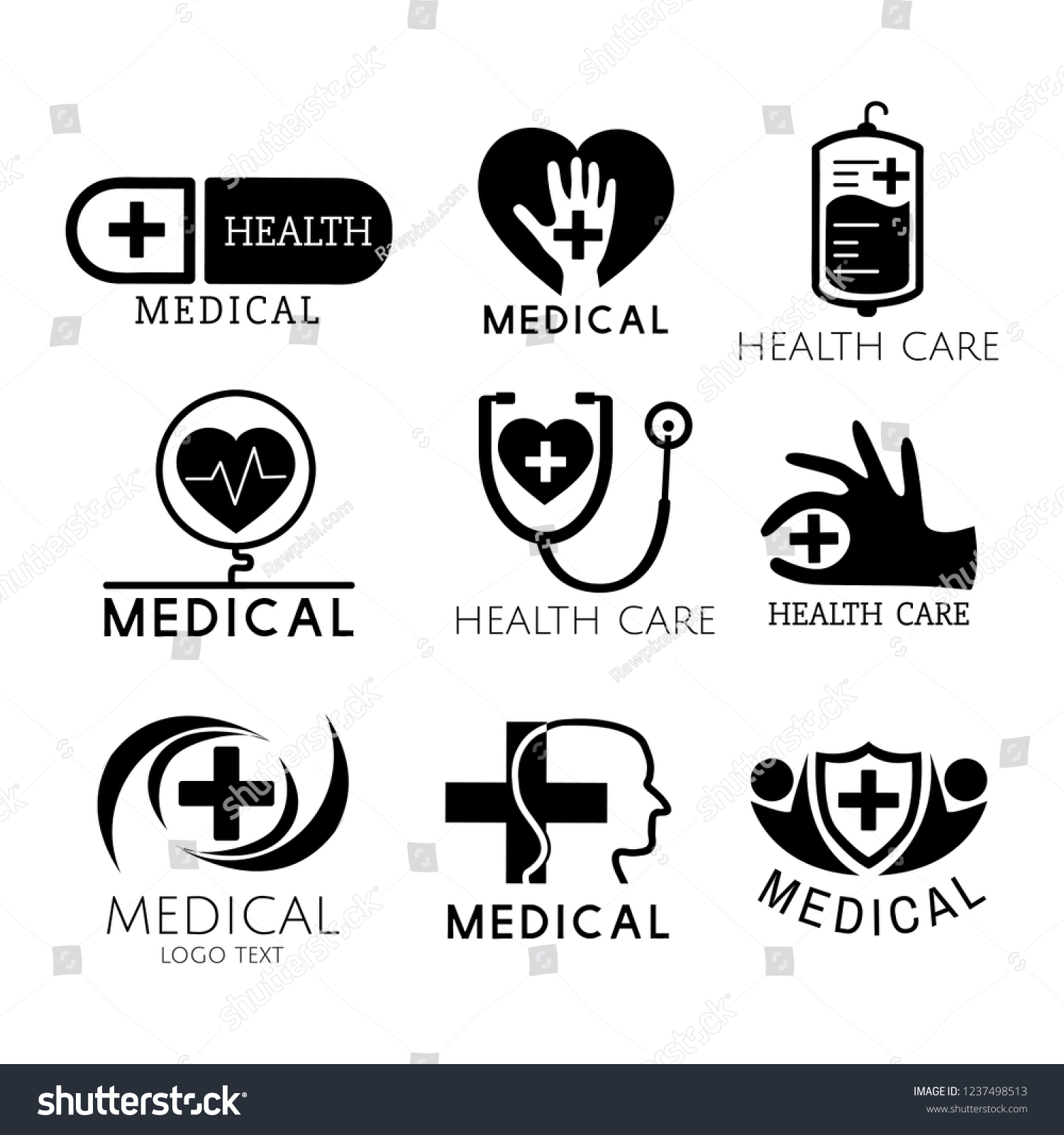 Medical Service Logos Vector Set Stock Vector (Royalty Free) 1237498513 ...