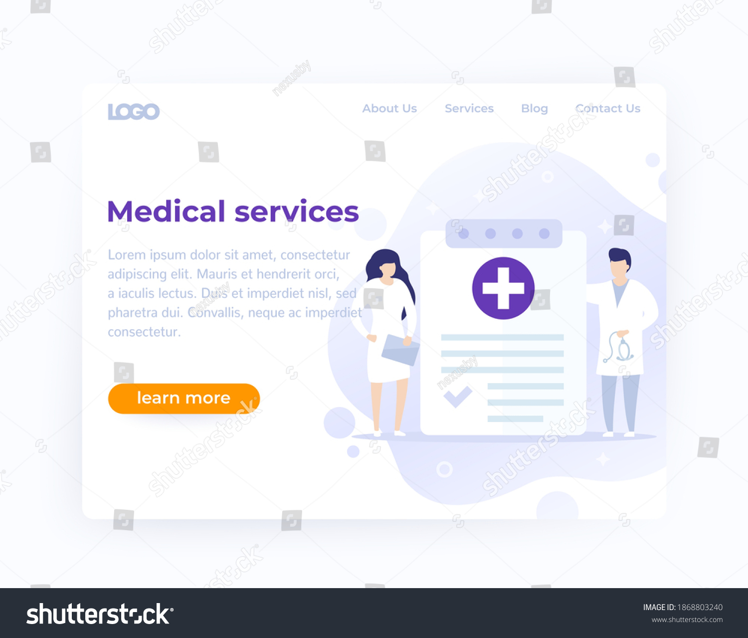 Medical Services Website Template Design Vector Stock Vector (Royalty ...