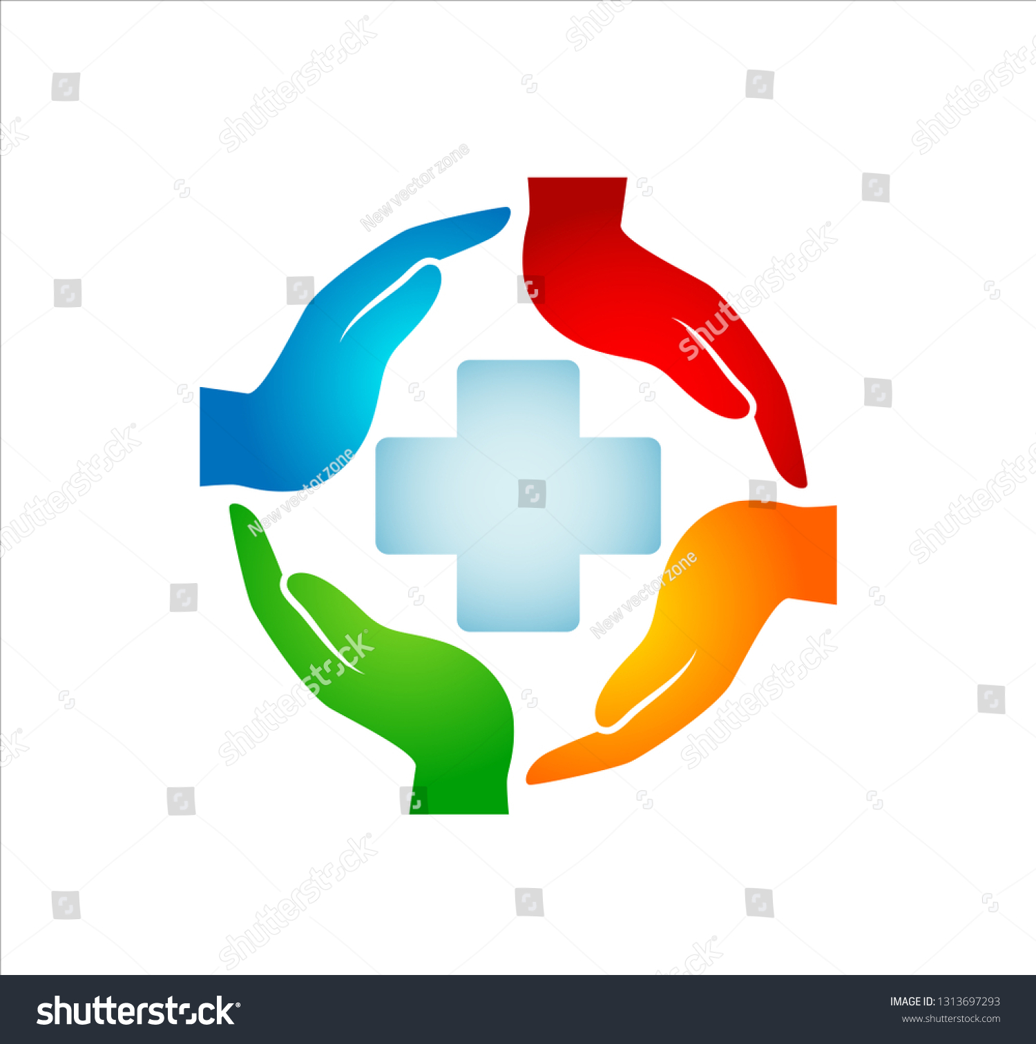 Medical Sign Hands Circle Shape Vector Stock Vector (Royalty Free ...
