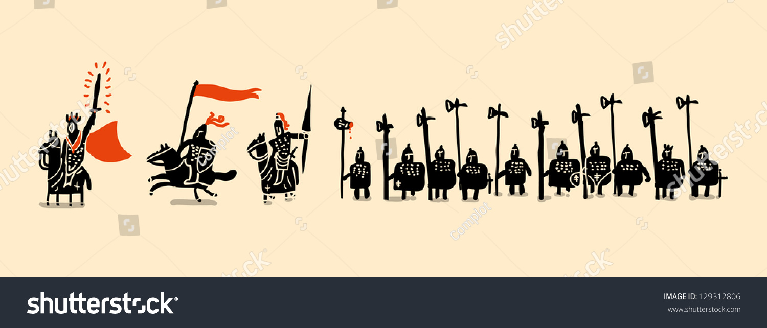 Medieval Army Set Stock Vector (Royalty Free) 129312806 | Shutterstock