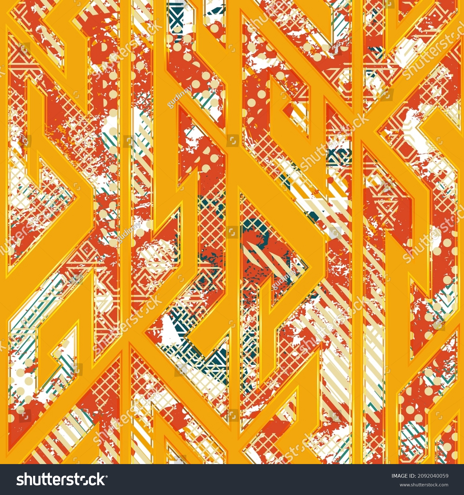 Medieval Bright Geometric Vector Seamless Texture Stock Vector (Royalty ...