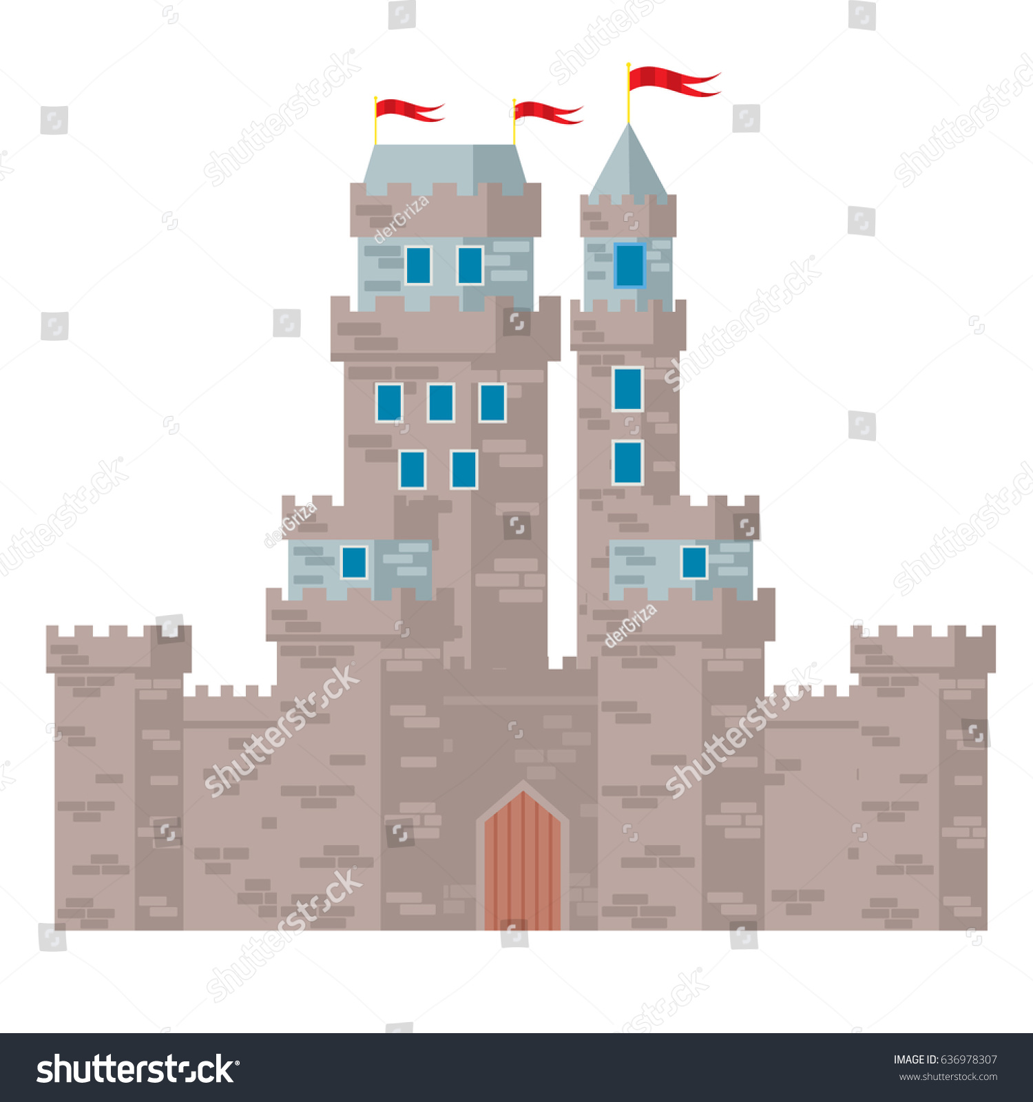 Medieval Castle Flat Vector Illustration: vector de stock (libre de ...