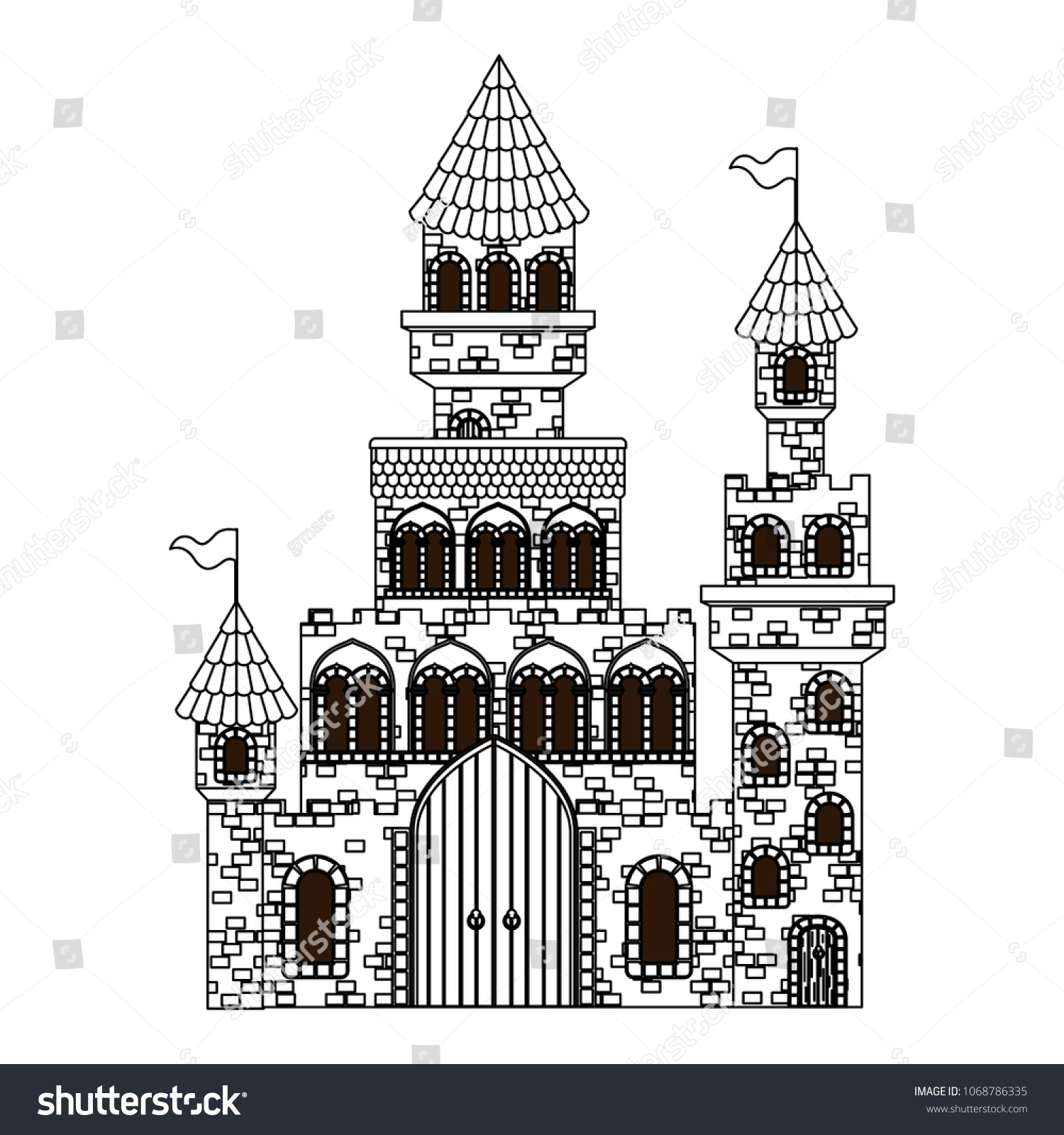 Medieval Castle Flags Stock Vector (Royalty Free) 1068786335