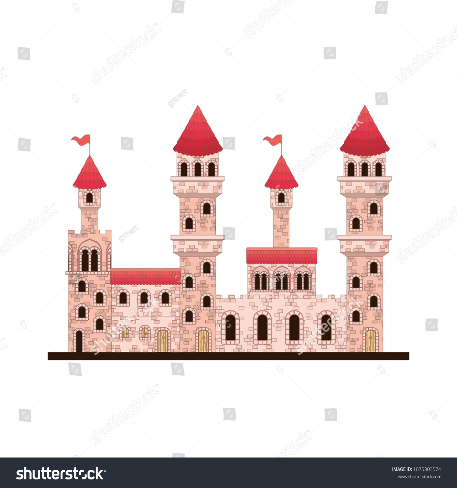 Medieval Castle Flags Stock Vector (Royalty Free) 1075303574
