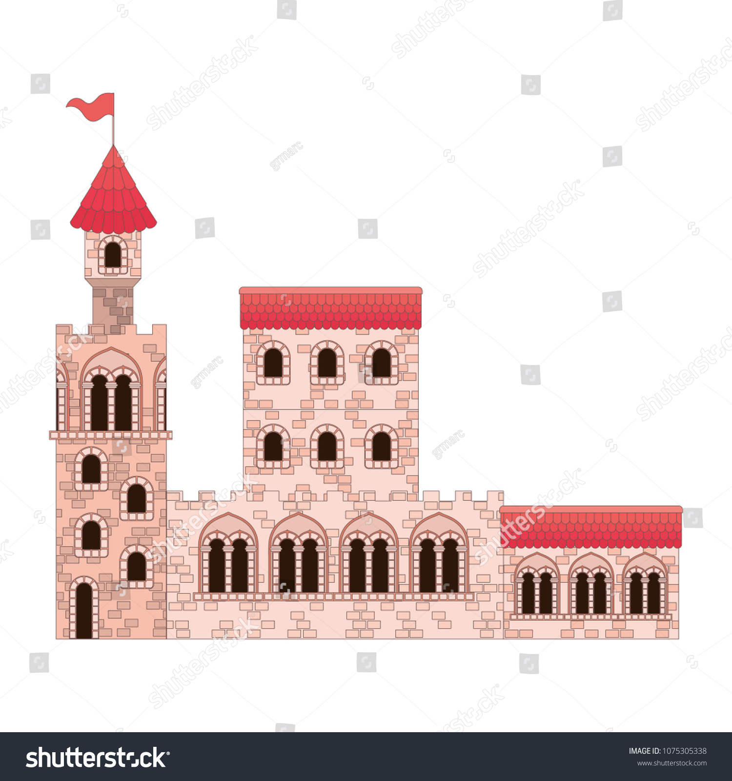 Medieval Castle Flags Stock Vector (Royalty Free) 1075305338