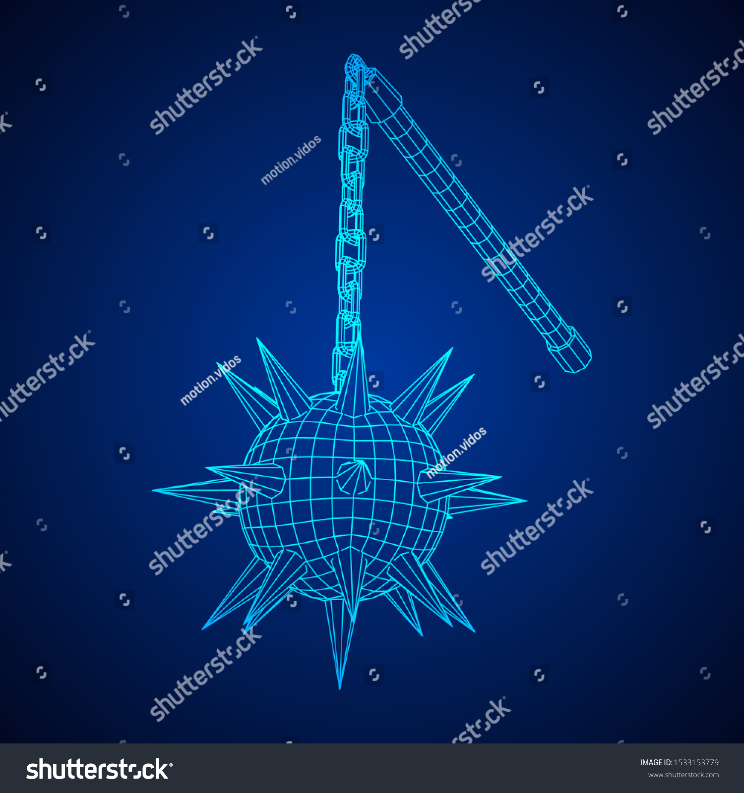Medieval Chained Mace Ball Wireframe Low Stock Vector (Royalty Free ...