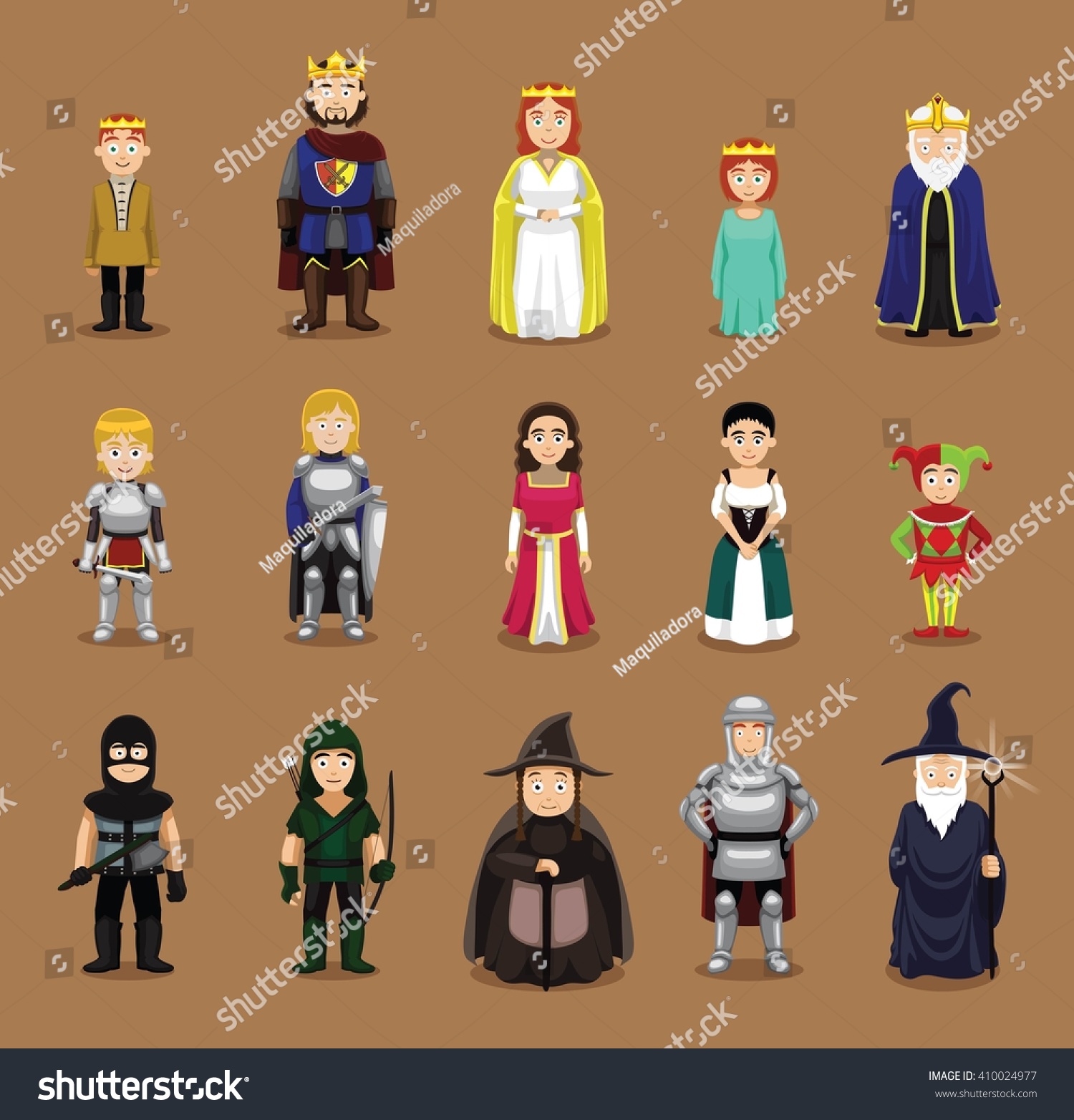 Medieval Characters Set Cartoon Vector Illustration Stock Vector ...