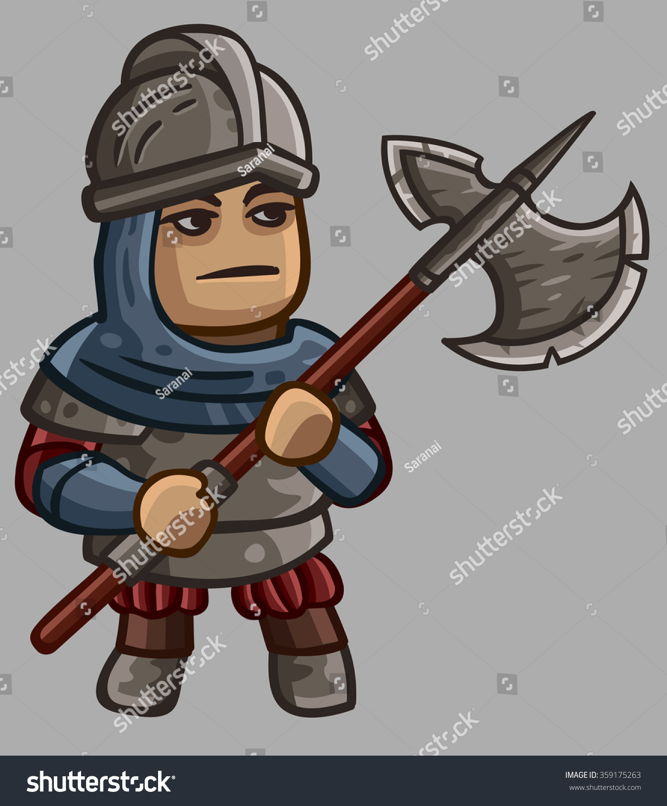 Medieval Game Character Halberdier Vector Illustration Stock Vector ...