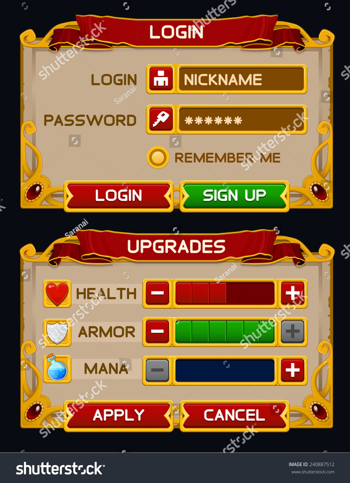 Medieval Game Gui Pack Vector Illustration Stock Vector (Royalty Free ...