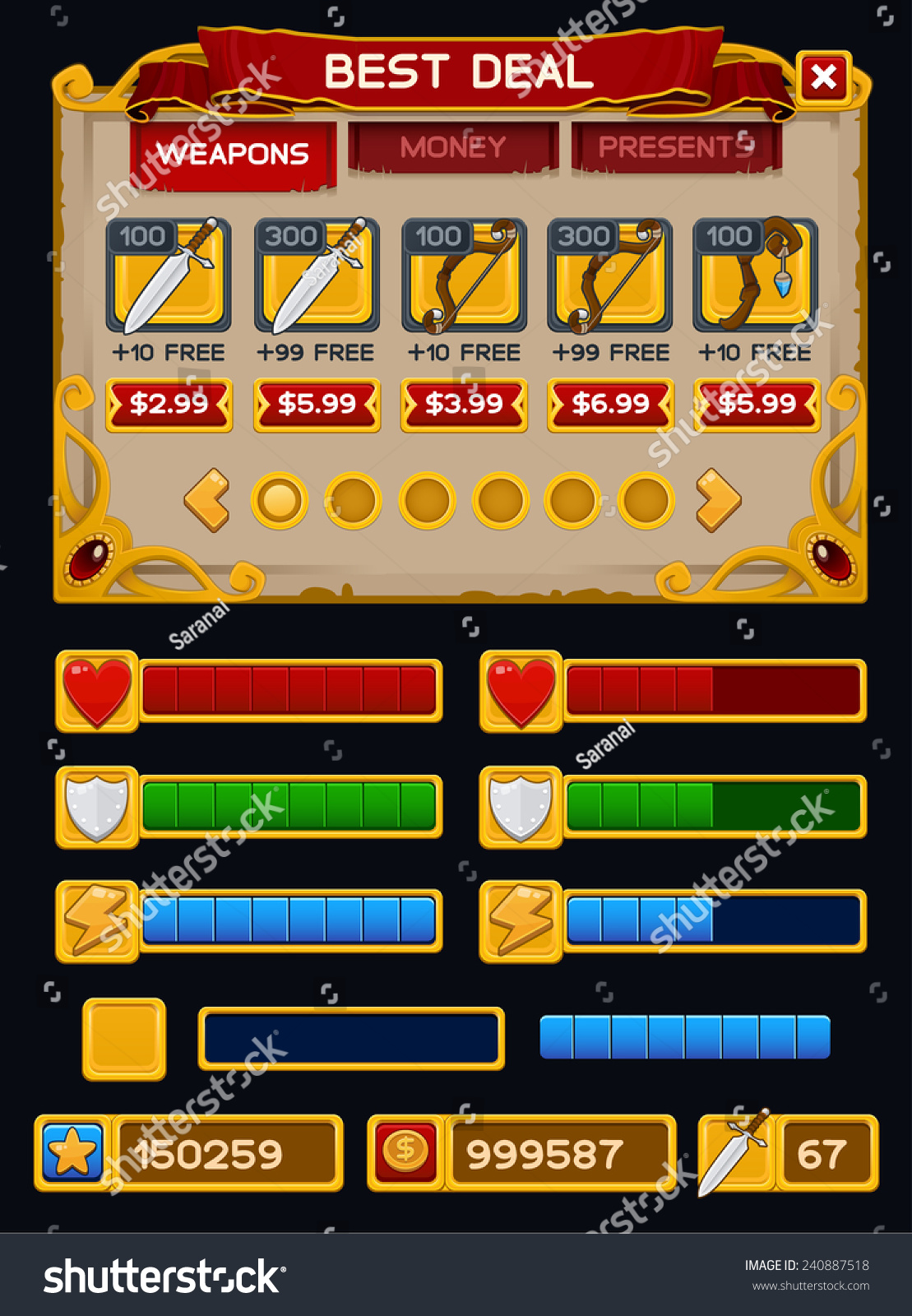 Medieval Game Gui Pack Vector Illustration Stock Vector (Royalty Free ...
