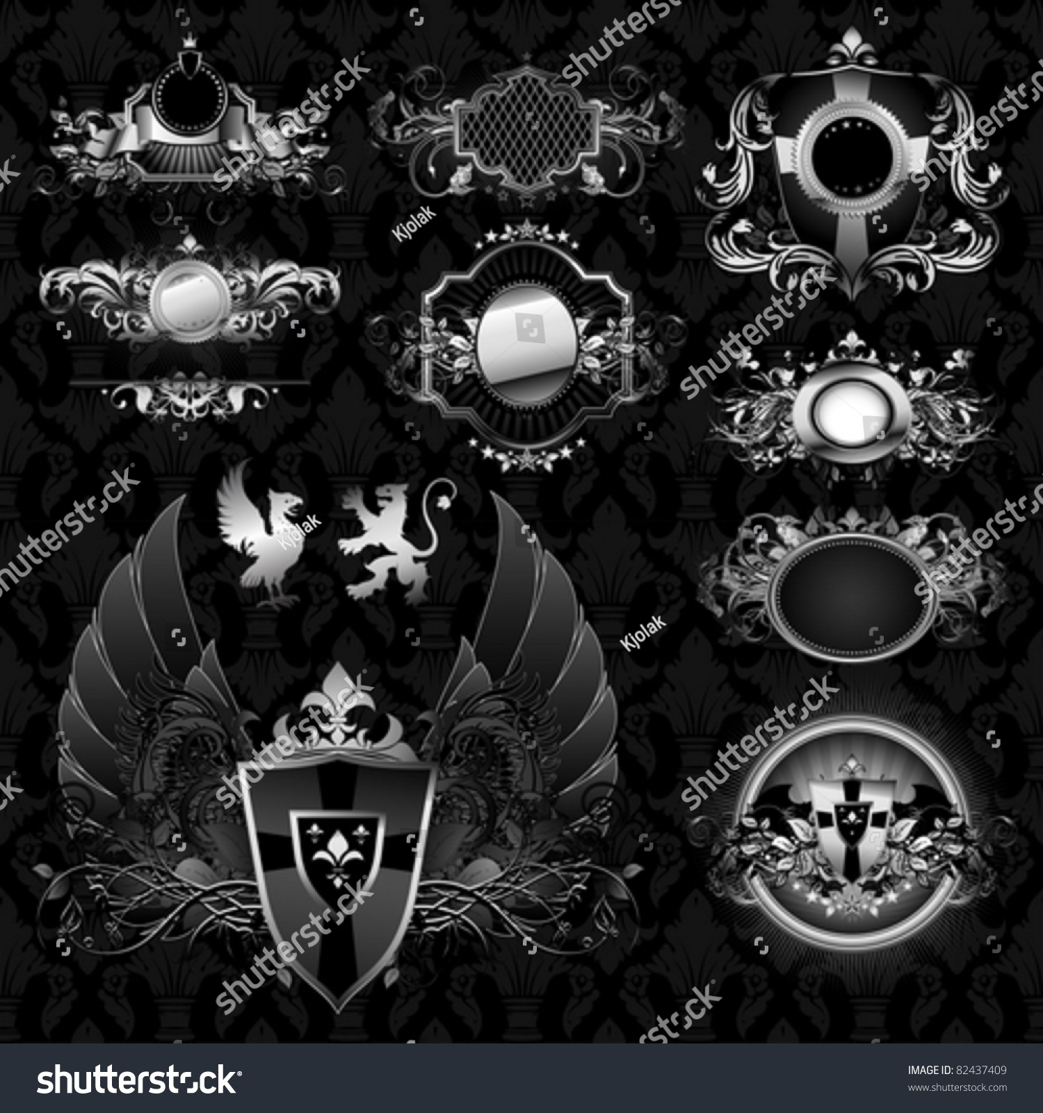 Medieval Heraldry Shields Stock Vector (Royalty Free) 82437409 ...