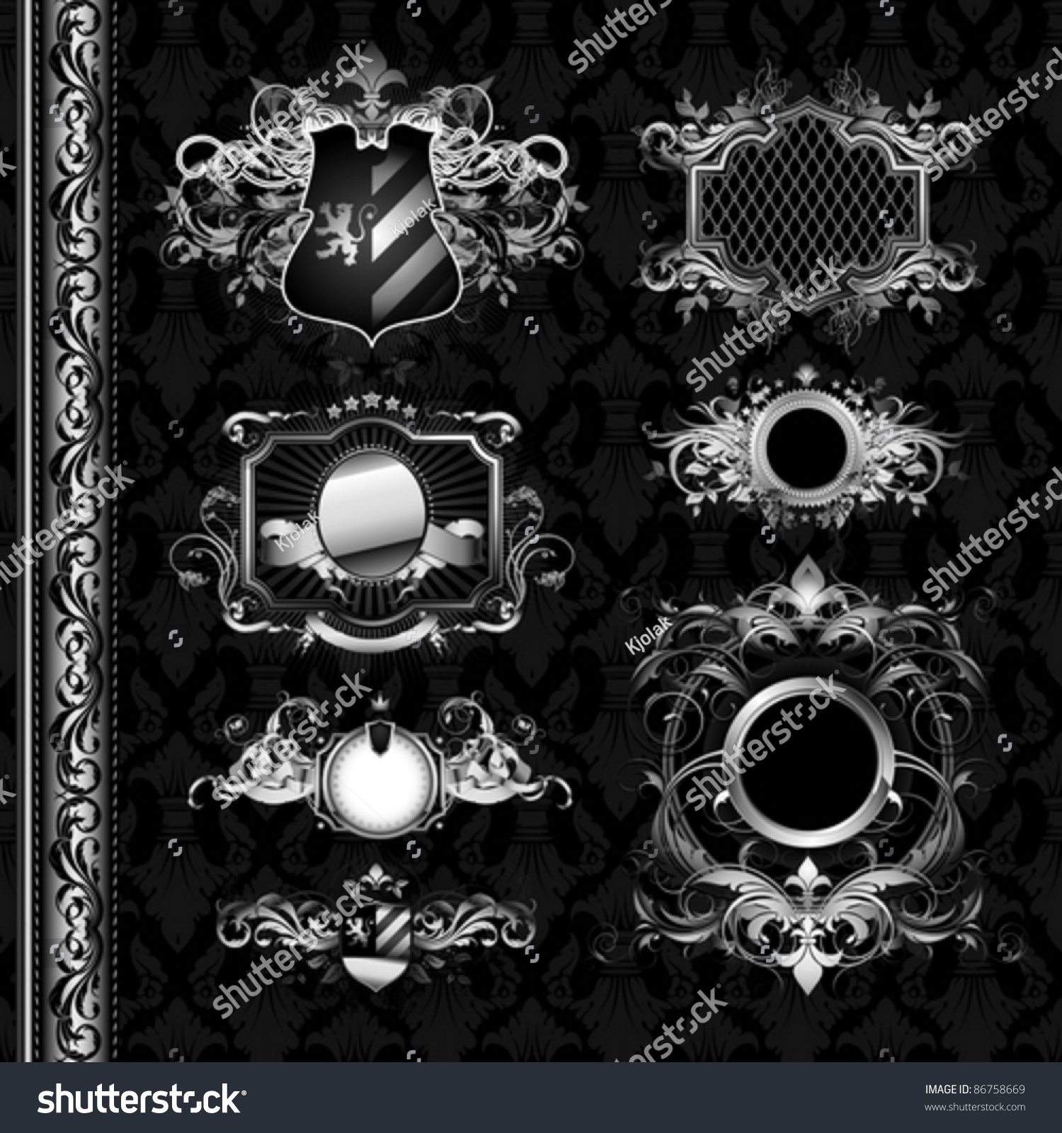 Medieval Heraldry Shields Stock Vector (Royalty Free) 86758669