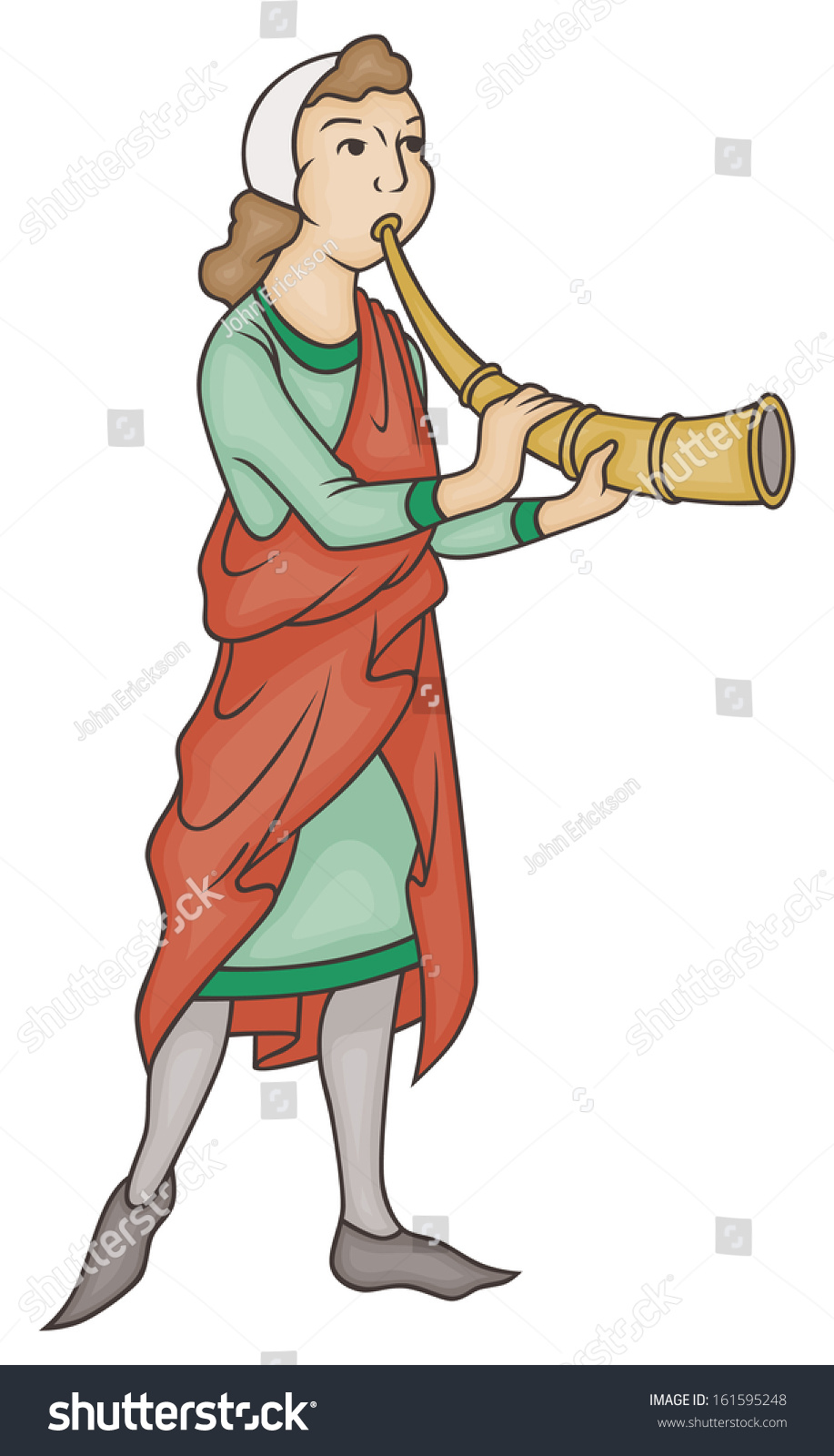 Medieval Horn Blower Stock Vector (Royalty Free) 161595248