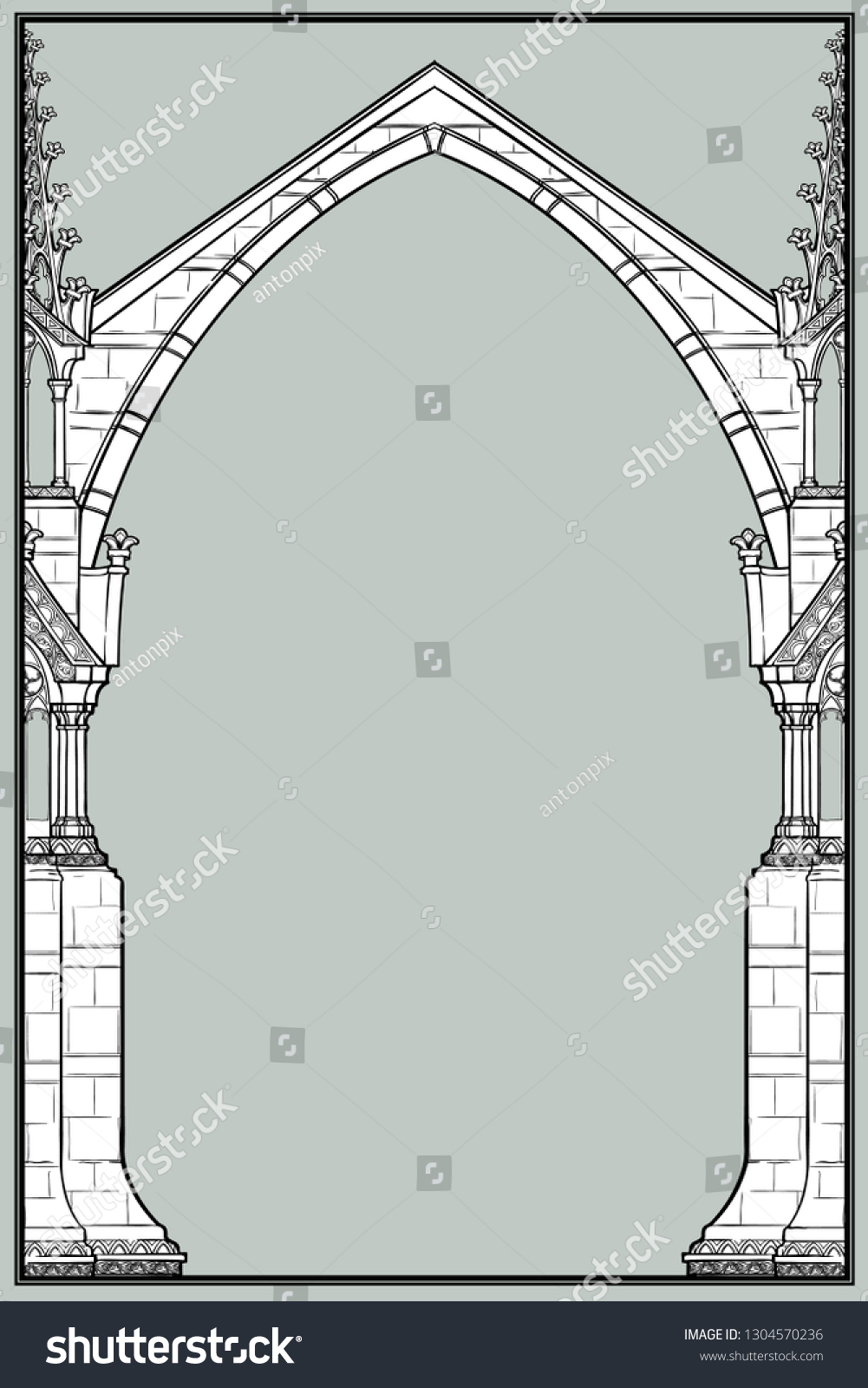 Medieval Manuscript Style Rectangular Frame Gothic: vector de stock ...