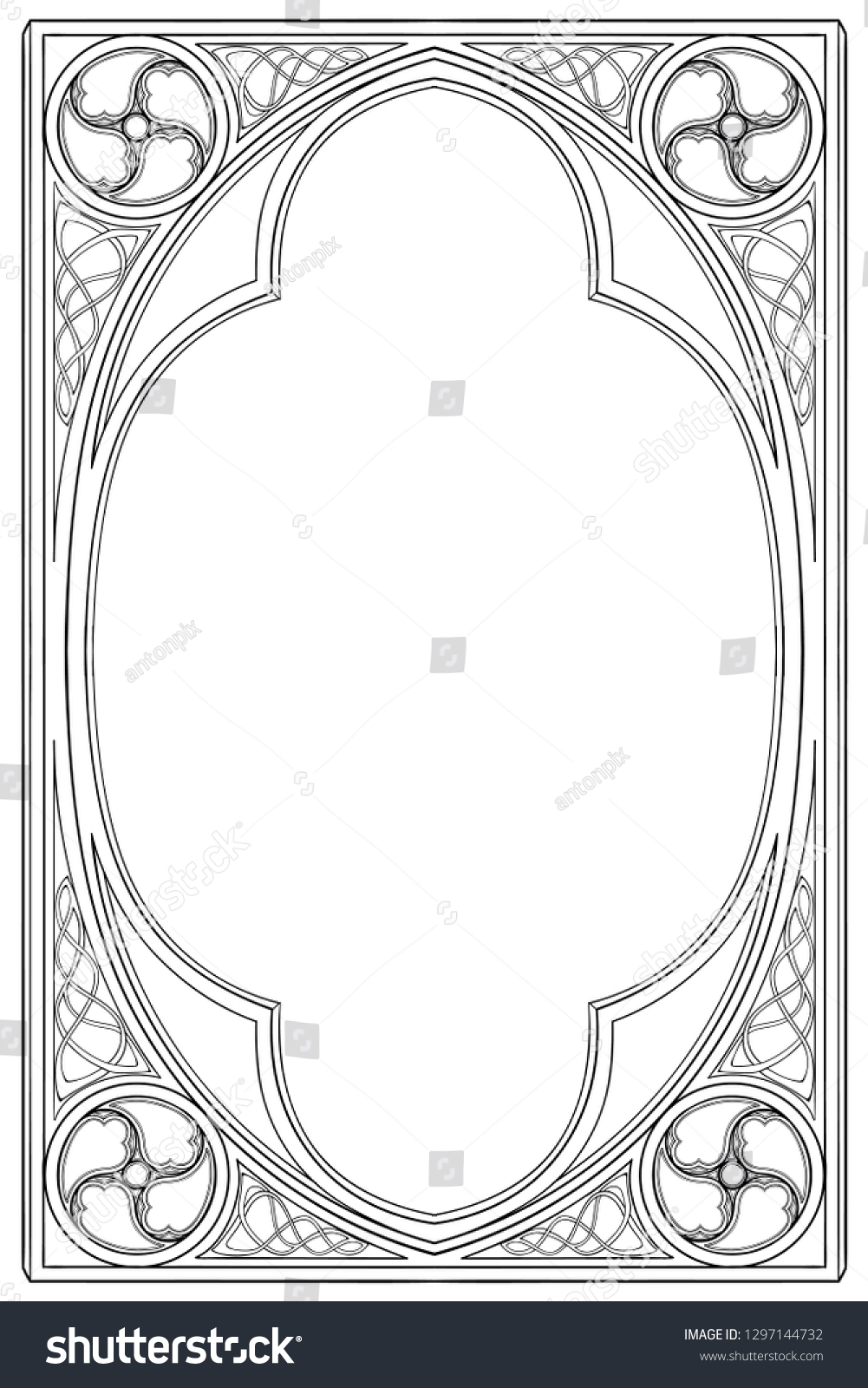 Medieval Manuscript Style Rectangular Frame Gothic Stock Vector ...
