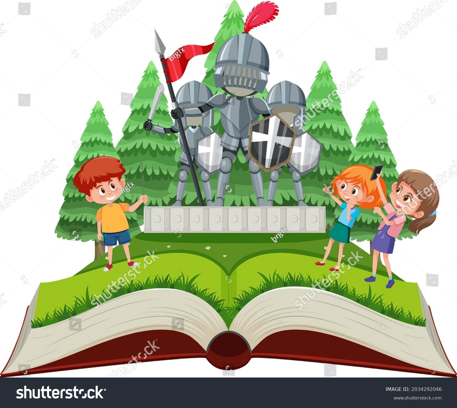 Medieval Open Book Theme Illustration Stock Vector (Royalty Free ...