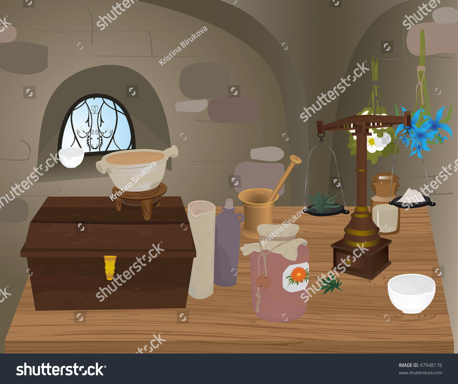 Medieval Pharmacy Stock Vector (Royalty Free) 47948176