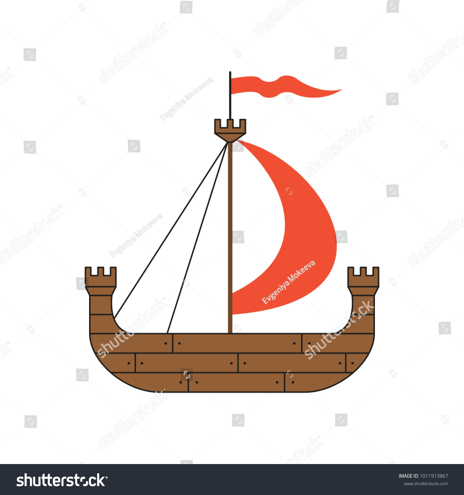 Medieval Ship On White Background Vector Stock Vector (Royalty Free ...