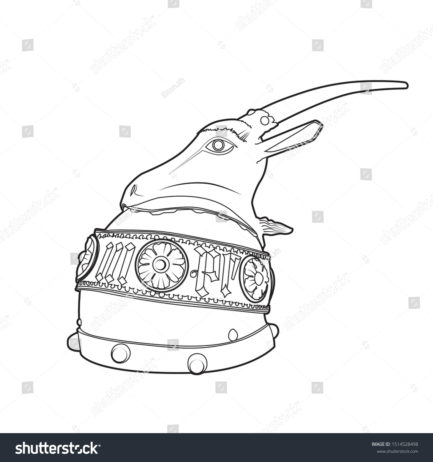 Medieval Skanderbeg Helmet Line Vector Stock Vector (Royalty Free ...