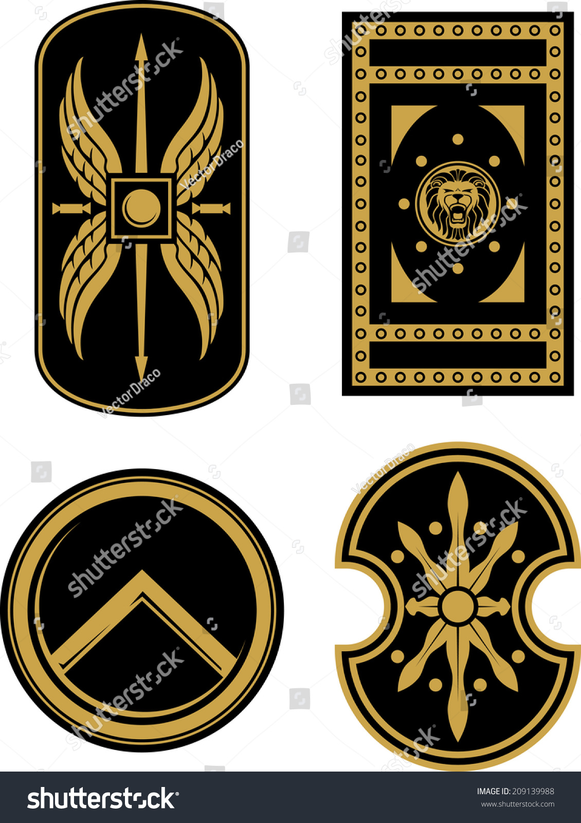 Medieval Soldier Shields Stock Vector (Royalty Free) 209139988