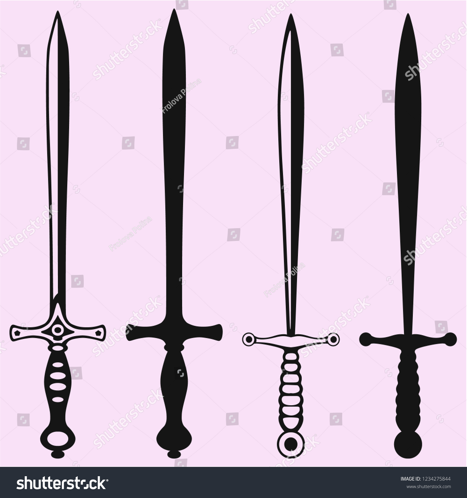Medieval Sword Vector Silhouette Isolated 库存矢量图（免版税）1234275844 ...