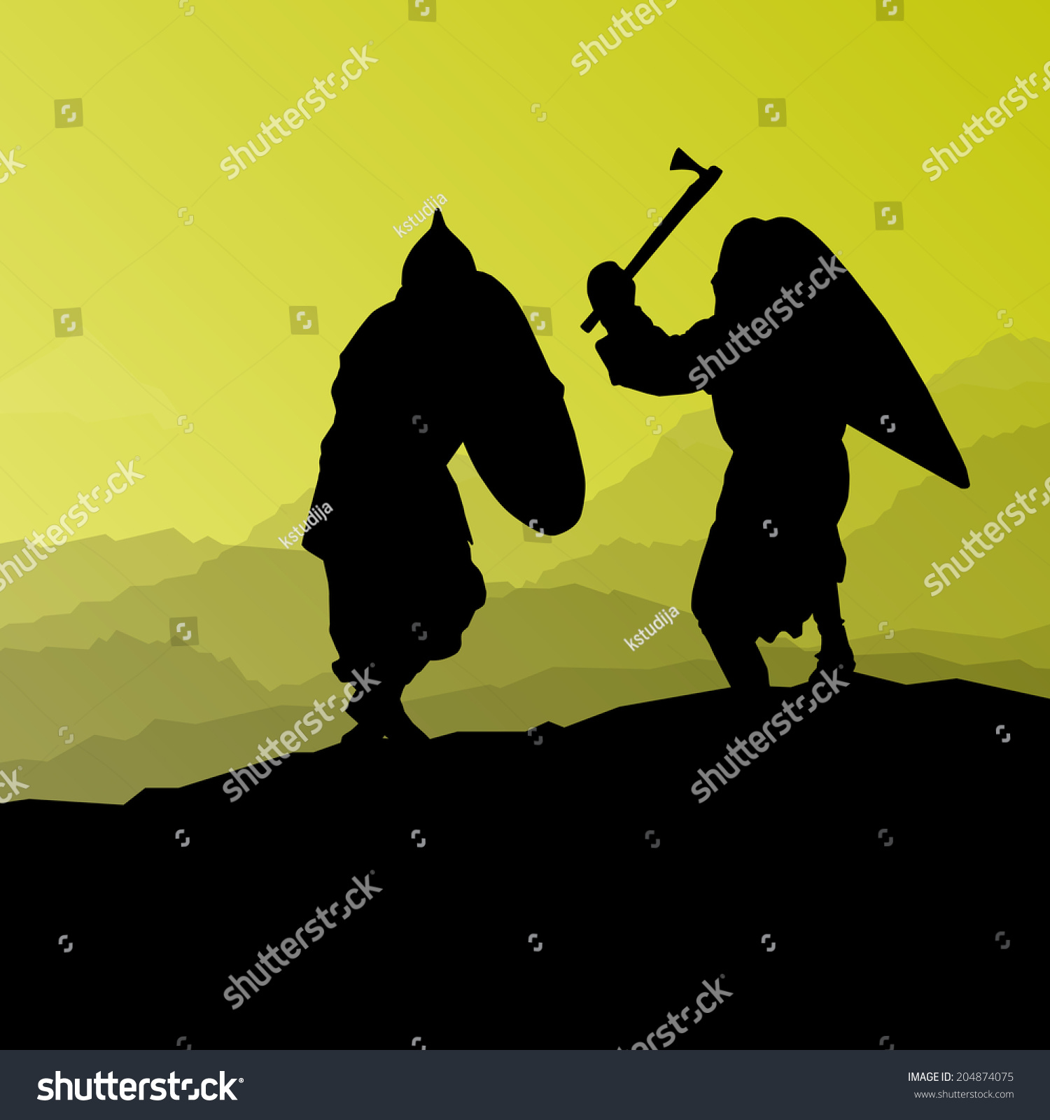 Medieval Warrior Crusader Vector Background Landscape Stock Vector ...