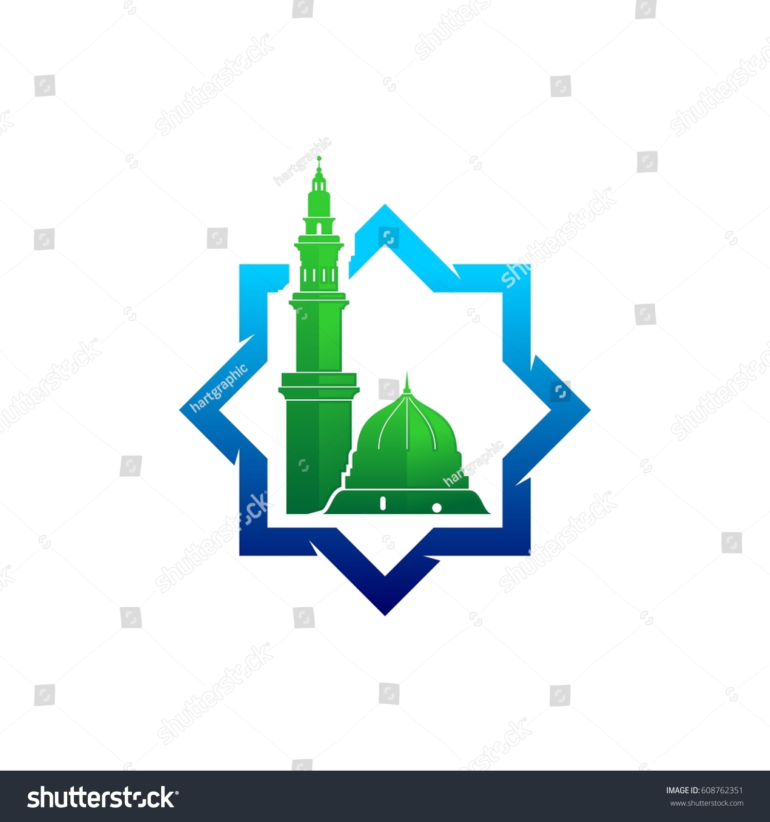 Medina Mosque Vector Logo: เวกเตอร์สต็อก (ปลอดค่าลิขสิทธิ์) 608762351