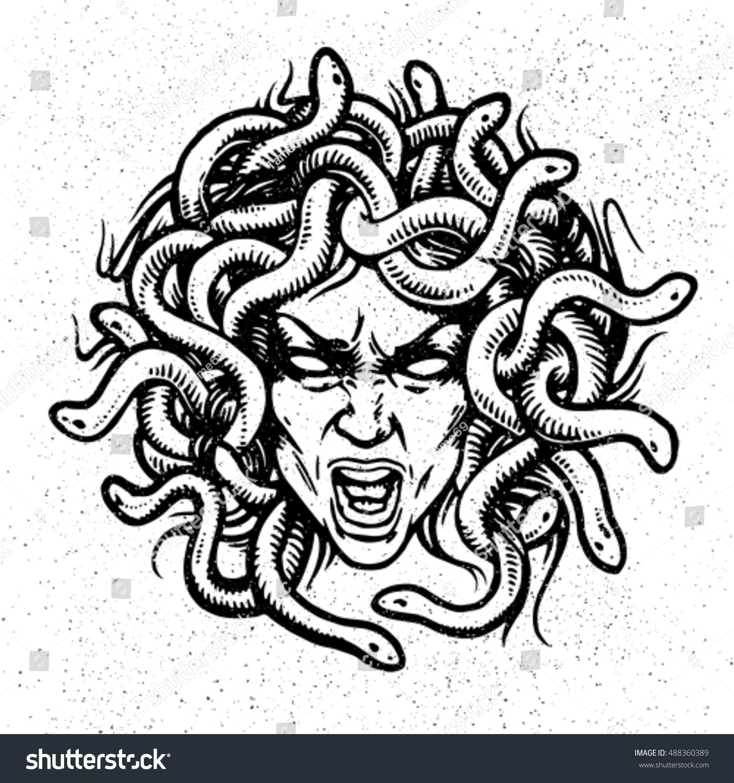 Medusa Head Vector Emblem Stock Vector 488360389 - Shutterstock