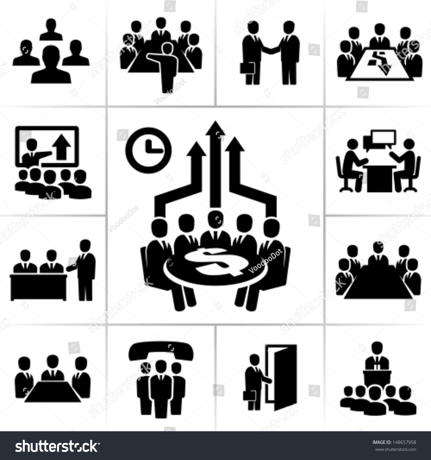Meeting Icons Stock Vector Illustration 148657958 : Shutterstock