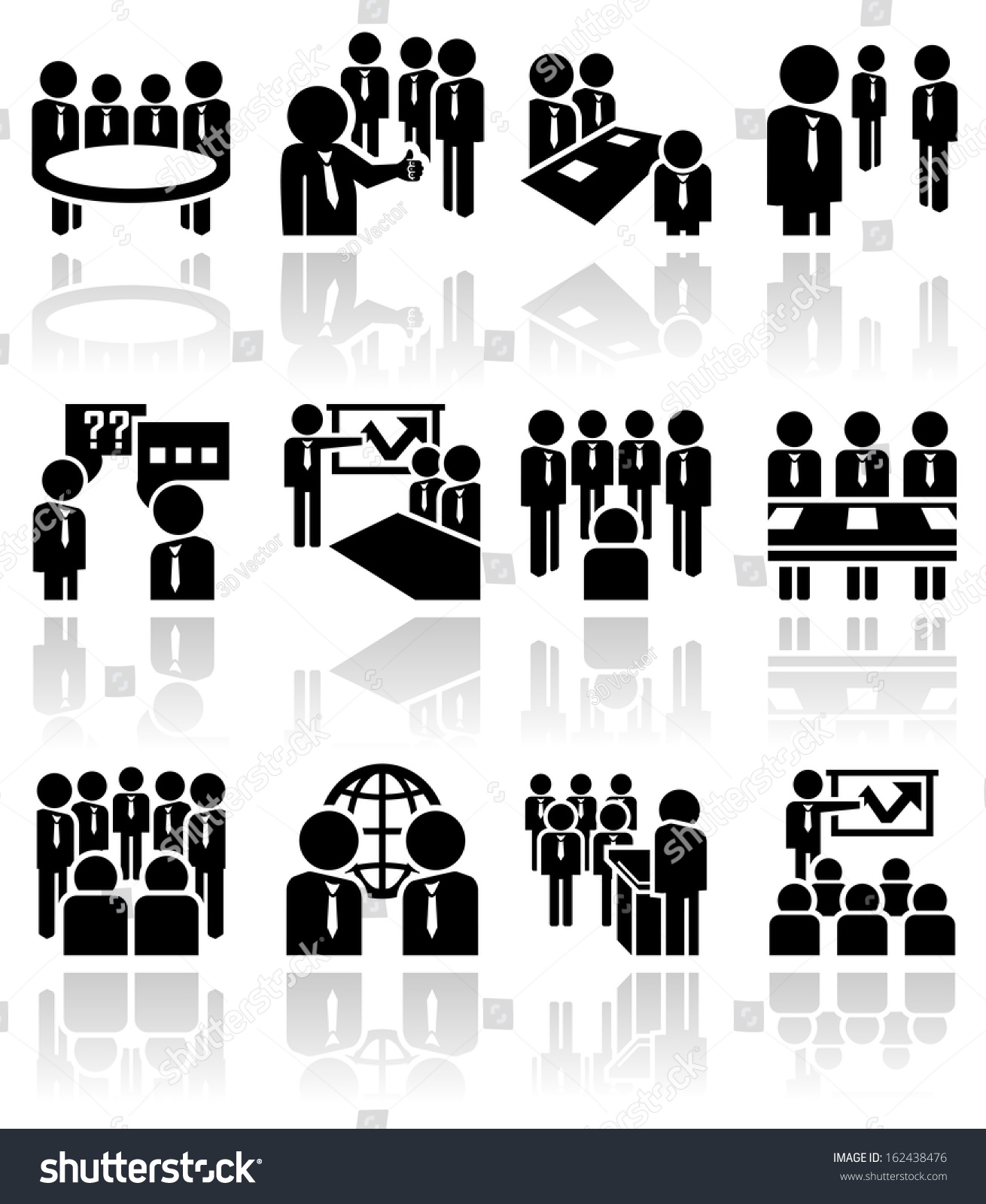Meeting Vector Icons Set Stock Vector (Royalty Free) 162438476 ...