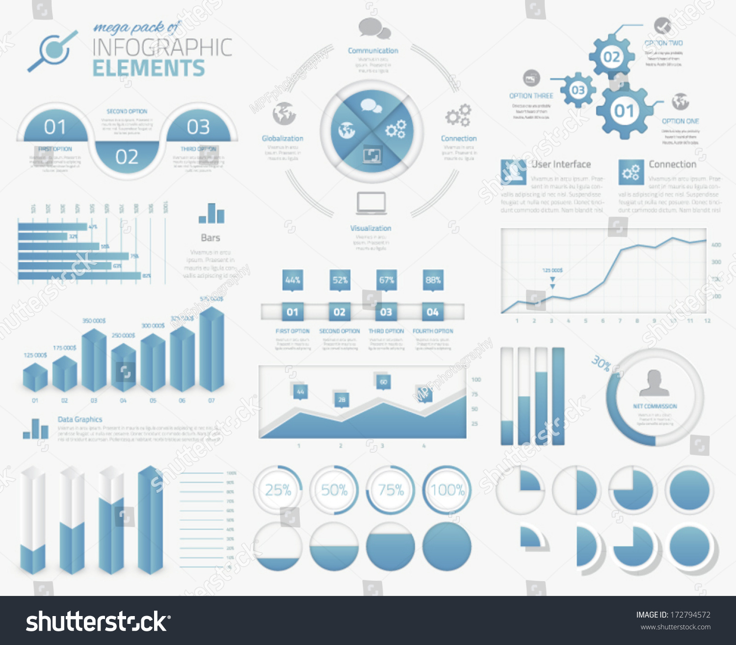 Mega Pack Infographic Graphs Options Elements Stock Vector (Royalty ...