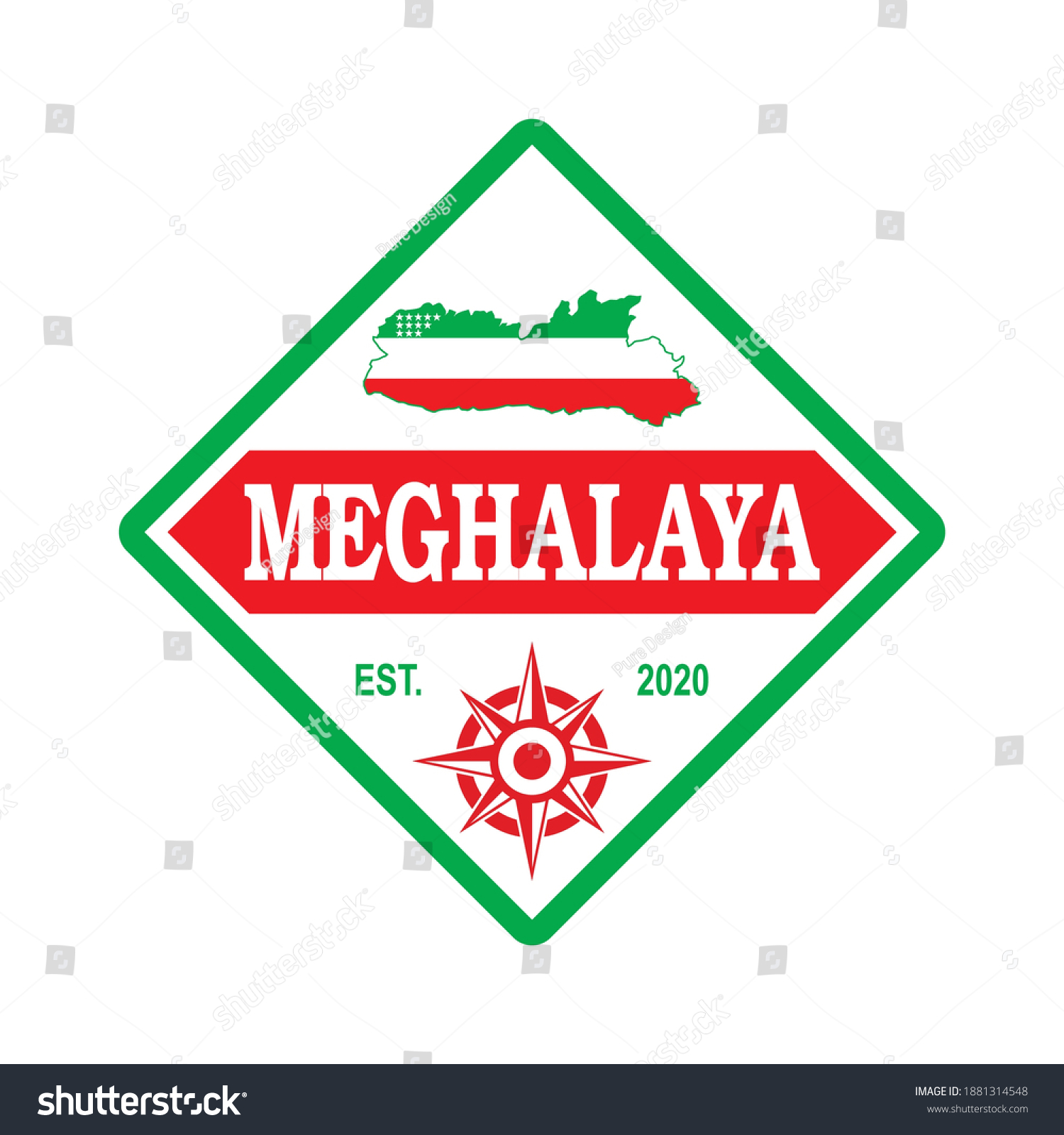 Meghalaya Map Vector India Logo 库存矢量图（免版税）1881314548 | Shutterstock