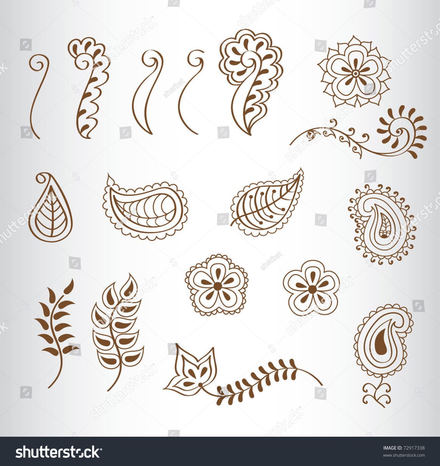 Mehandi Design Symbols Stock Vector (Royalty Free) 72917338 | Shutterstock
