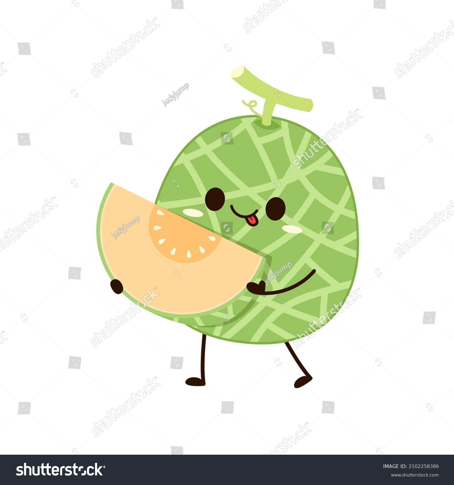 Melon Character Design Melon On White Stock Vector (Royalty Free ...
