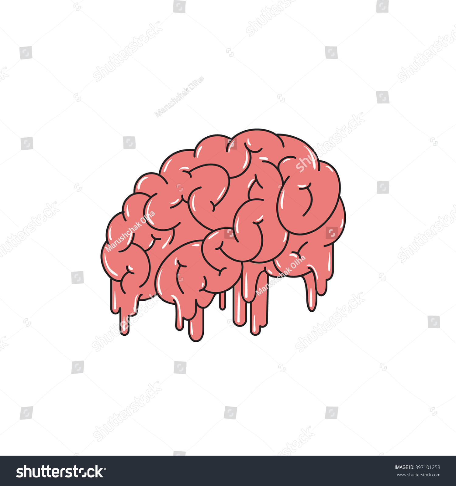 Melting Brain Isolated On White Background Stock Vector (Royalty Free ...