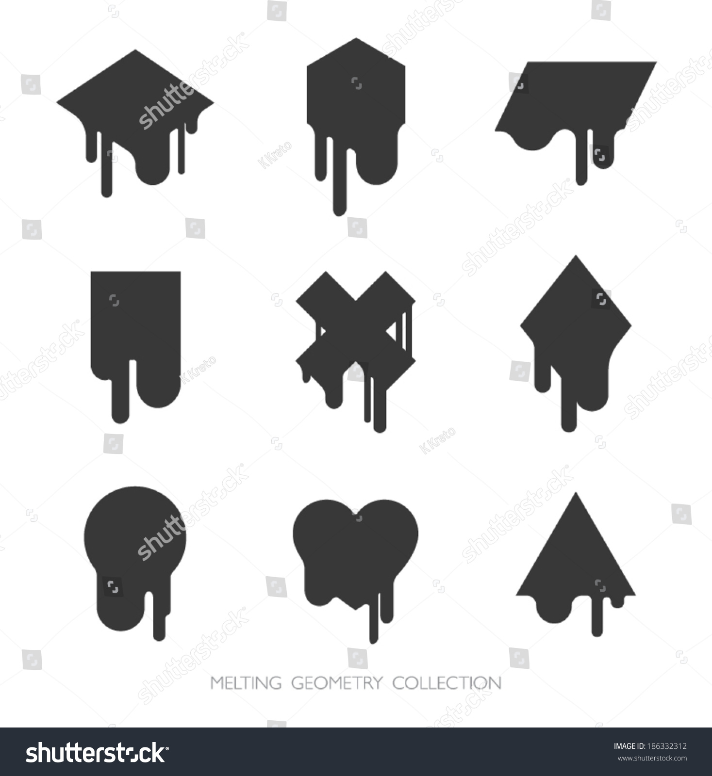 Vektor Stok Melting Shapes Collection Vector Graphics Set (Tanpa ...