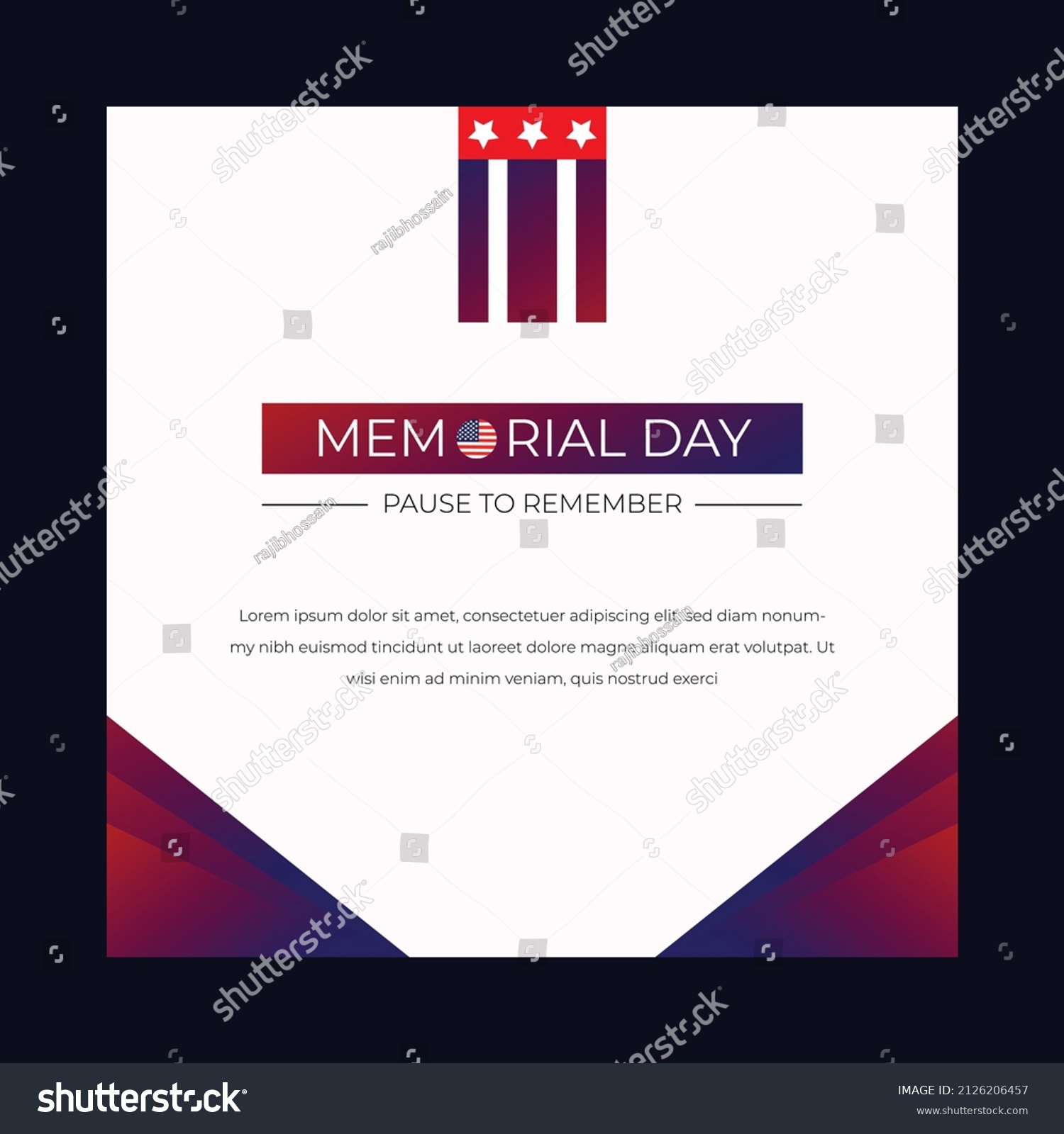 Memorial Day Post Design Template Stock Vector (Royalty Free ...