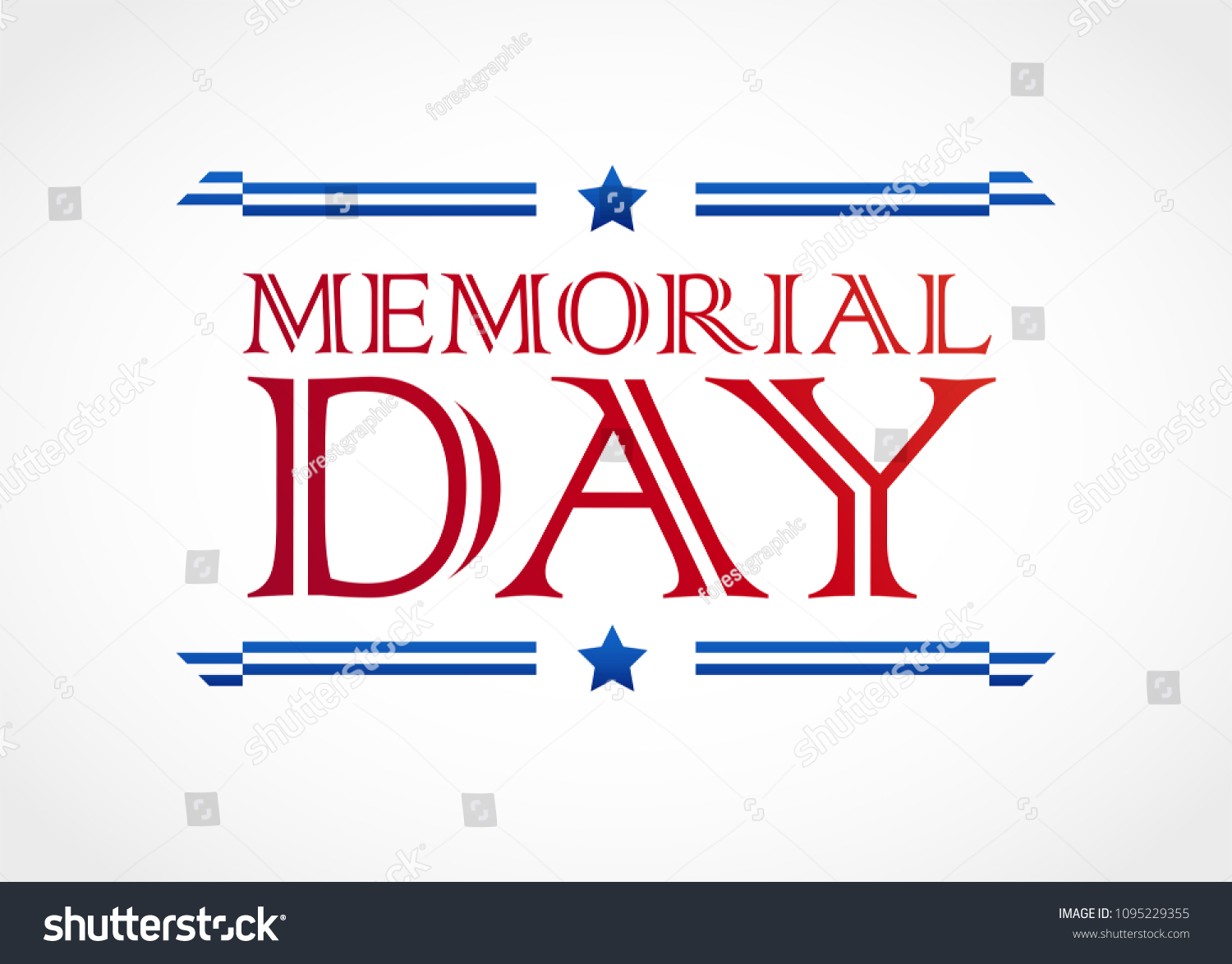 Memorial Day Text Design Isolated On Stock Vector (Royalty Free) 1095229355