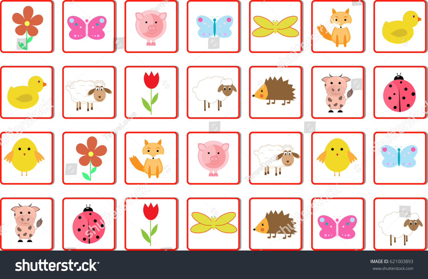 Memory Game Animals Vector Illustration Stock Vector (Royalty Free ...