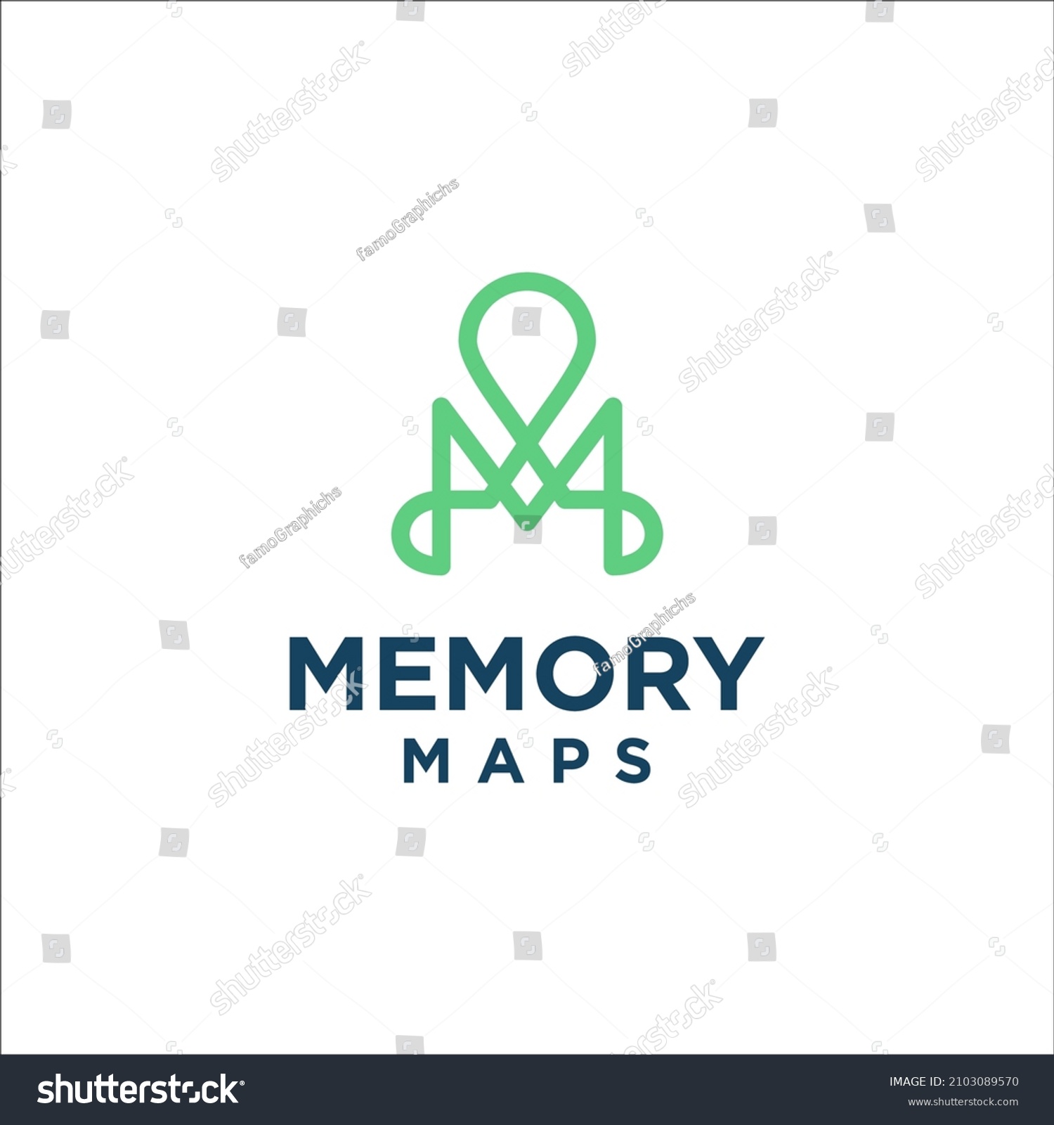 Memory Maps Logo Vector Letter M Stock Vector (Royalty Free) 2103089570