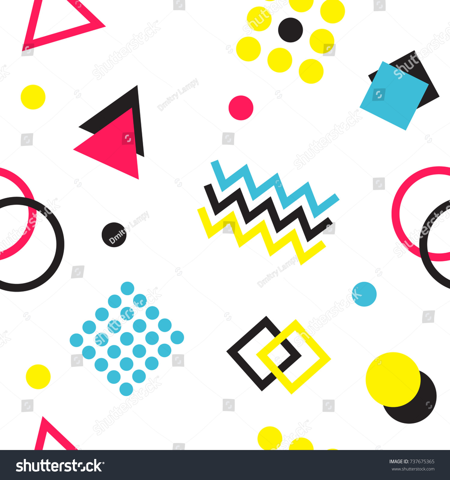 Memphis Design 80s Geometric Style Seamless: เวกเตอร์สต็อก (ปลอดค่า ...