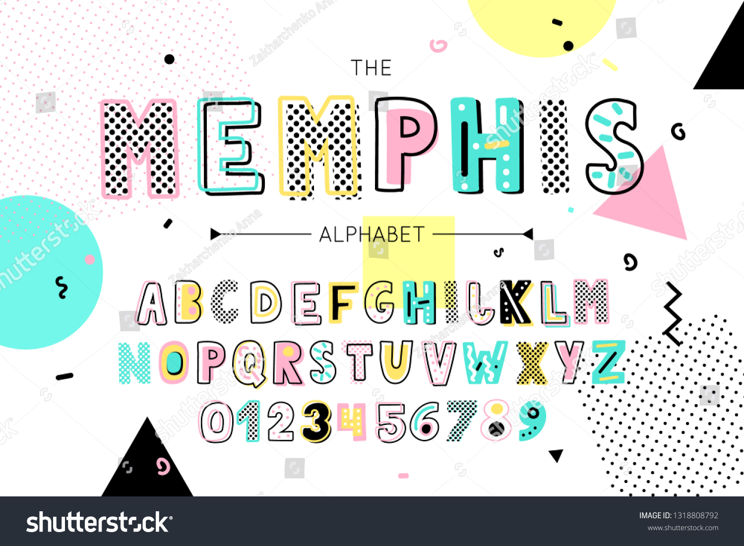 Memphis Font Alphabet Vector Type Colorful Stock Vector (Royalty Free ... Memphis Font Alphabet Vector Type Colorful Stock Vector (Royalty Free ...