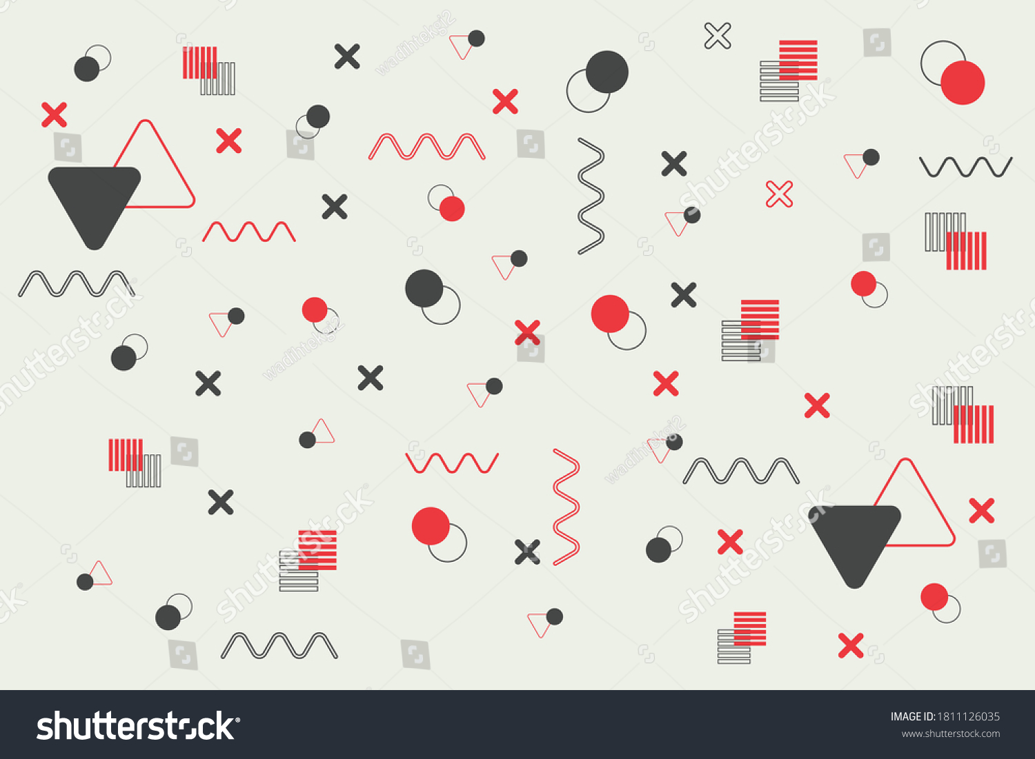 Memphis Style Pattern Round Triangle Square Stock Vector (Royalty Free ...