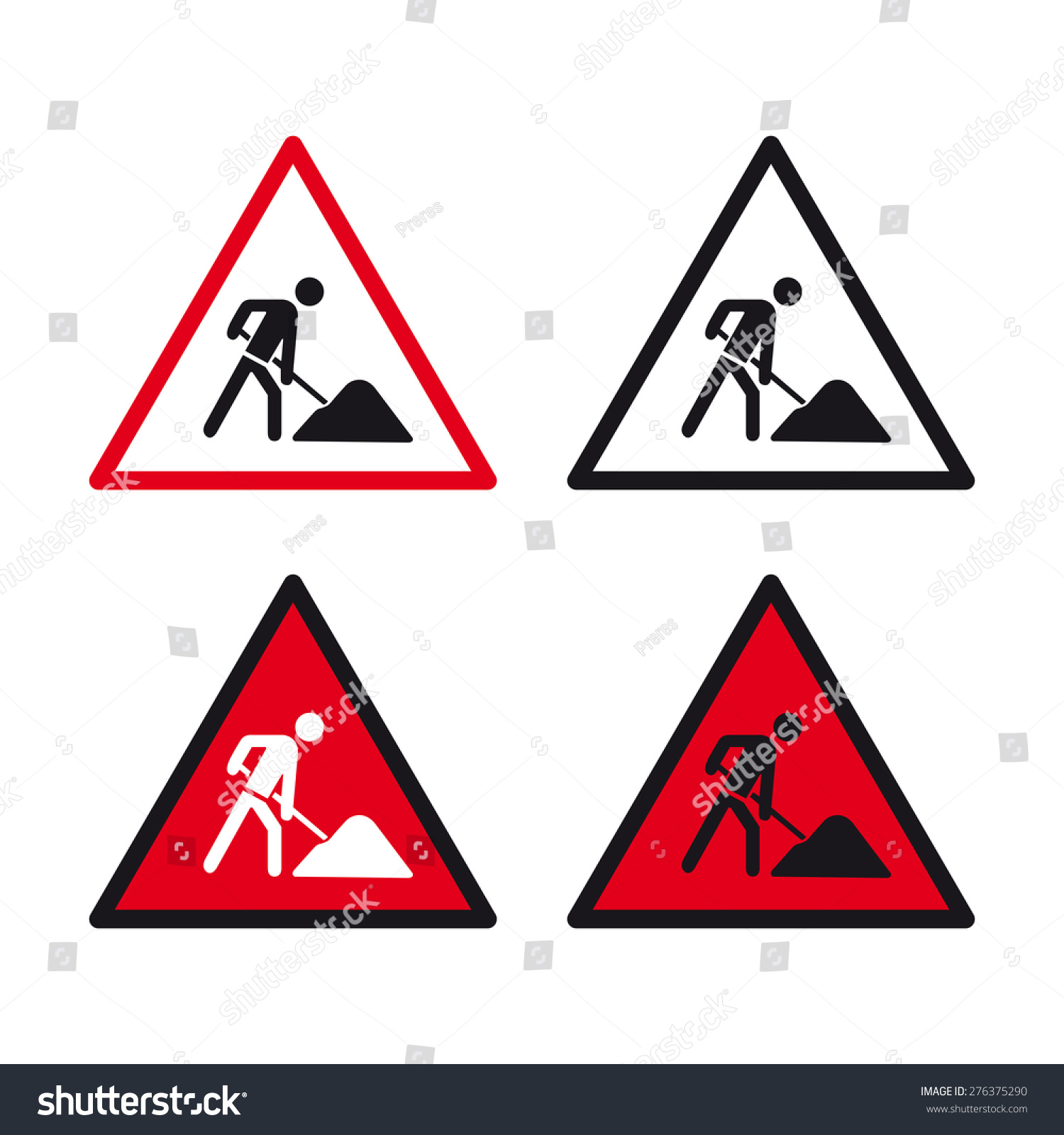 Men Work Traffic Sign Vector Set Stock Vector (Royalty Free) 276375290