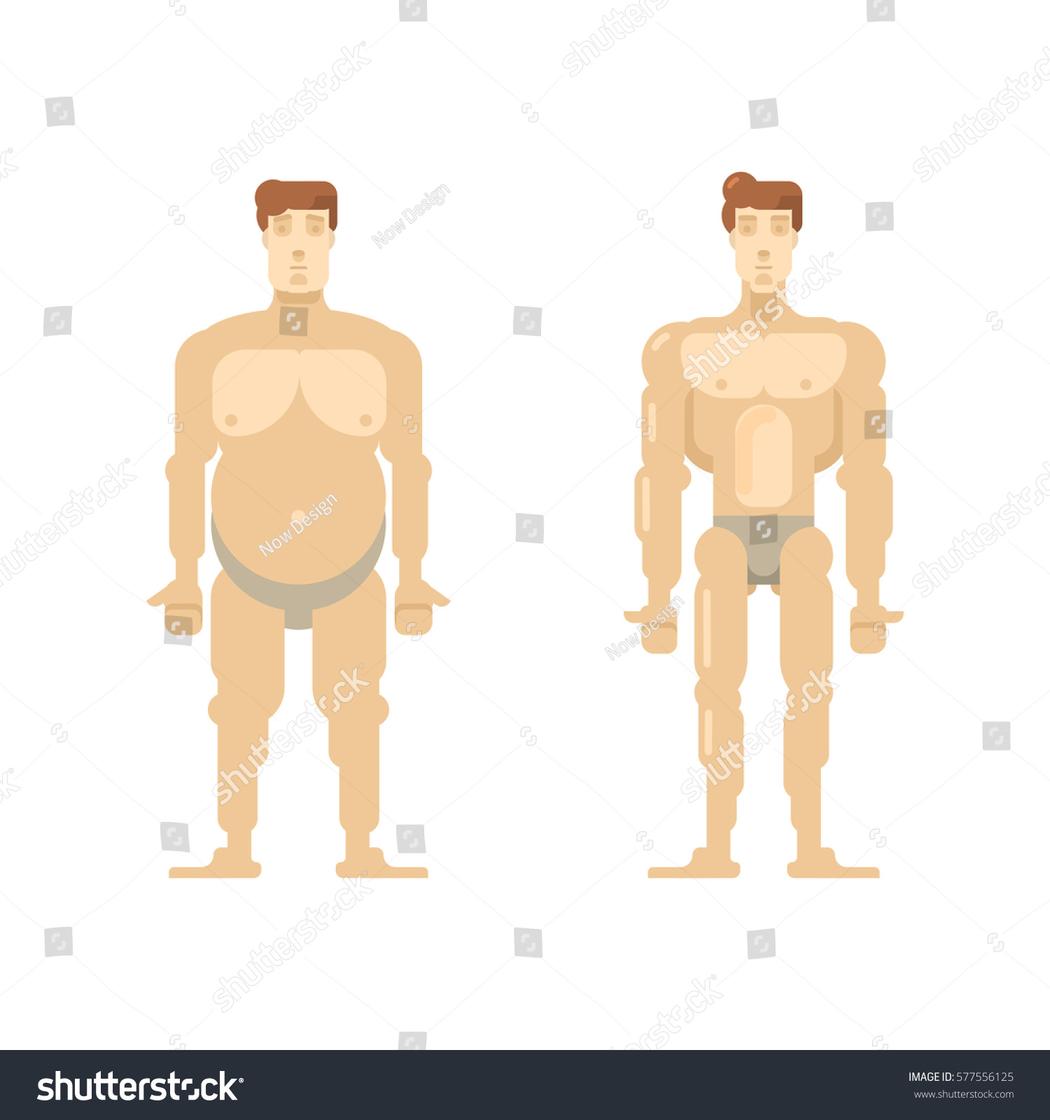 Men Before After Vector Illustrator Bring เวกเตอร์สต็อก ปลอดค่า
