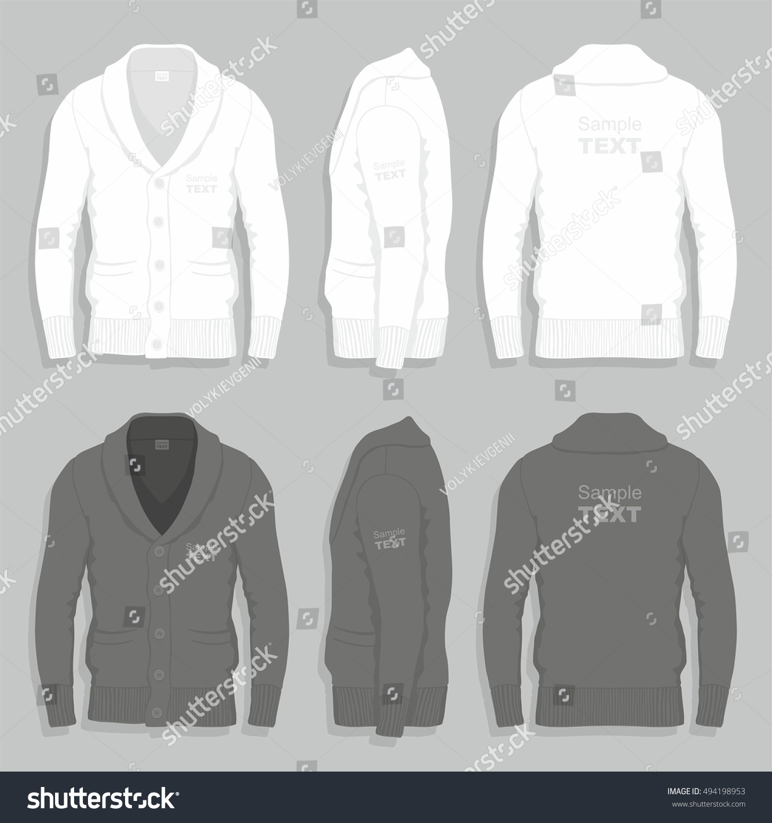 Men Cardigan Design Template Stock Vector (Royalty Free) 494198953 ...