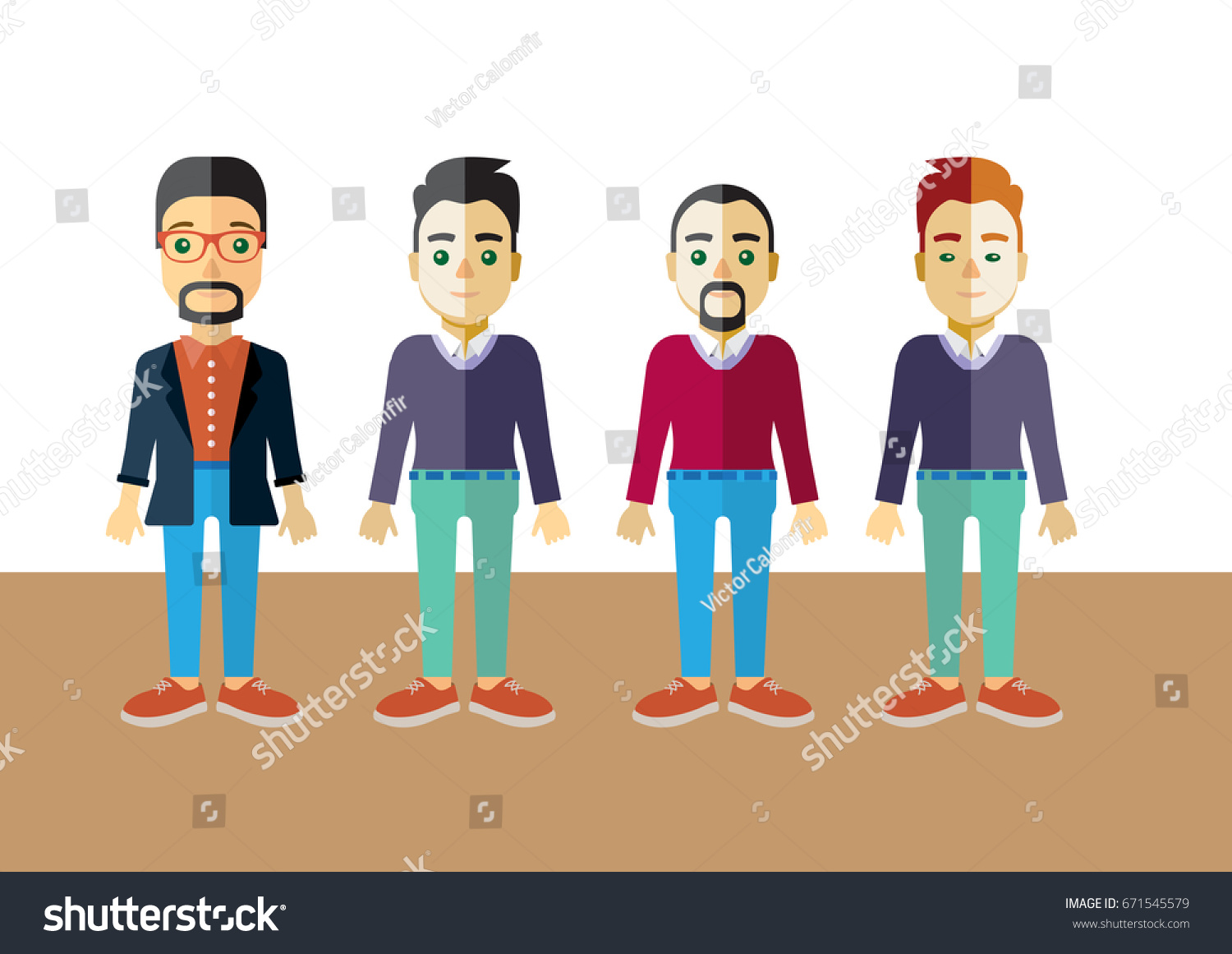 Men Colorful Vector Flat Design Stock Vector (Royalty Free) 671545579 ...