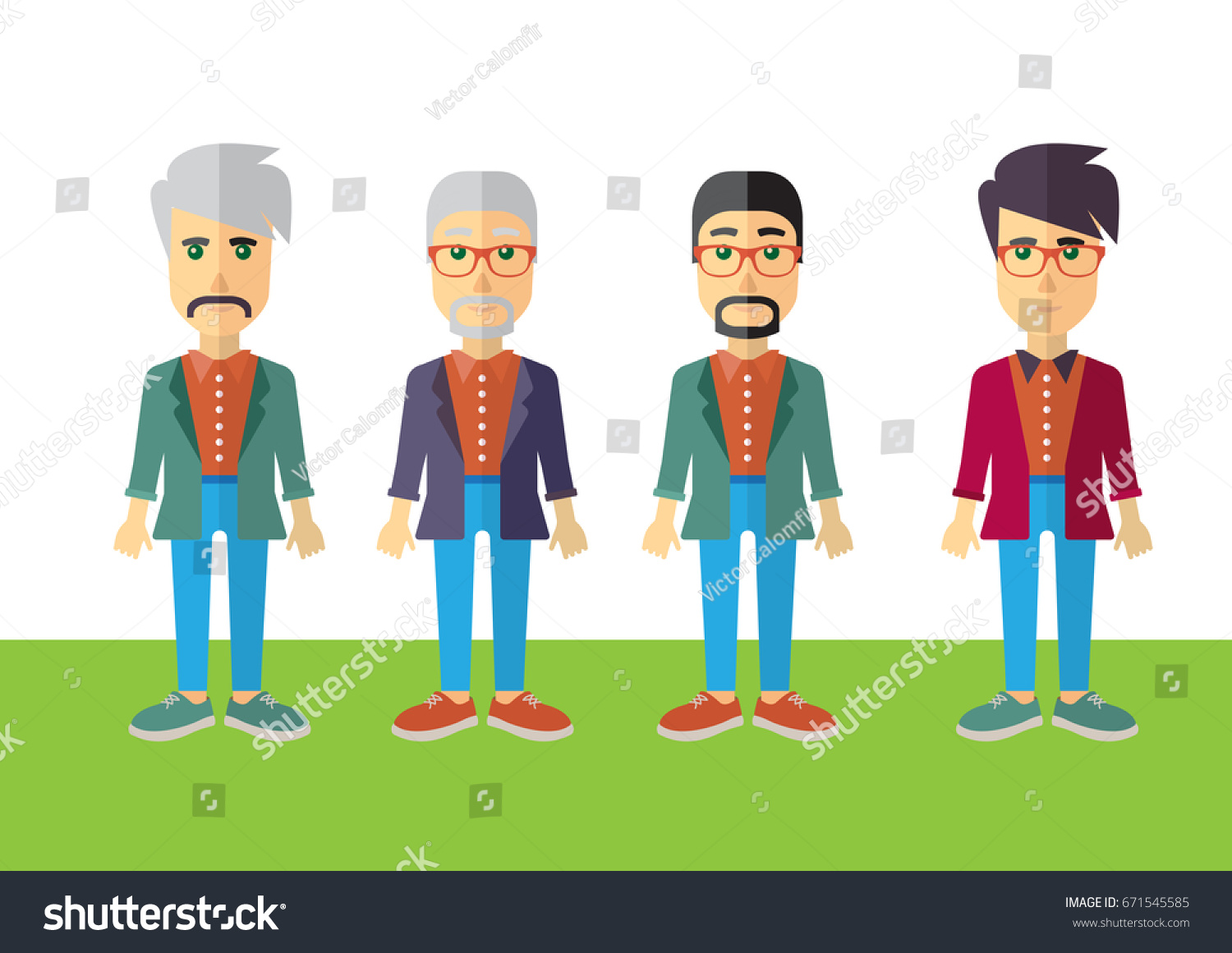 Men Colorful Vector Flat Design Stock Vector (Royalty Free) 671545585 ...