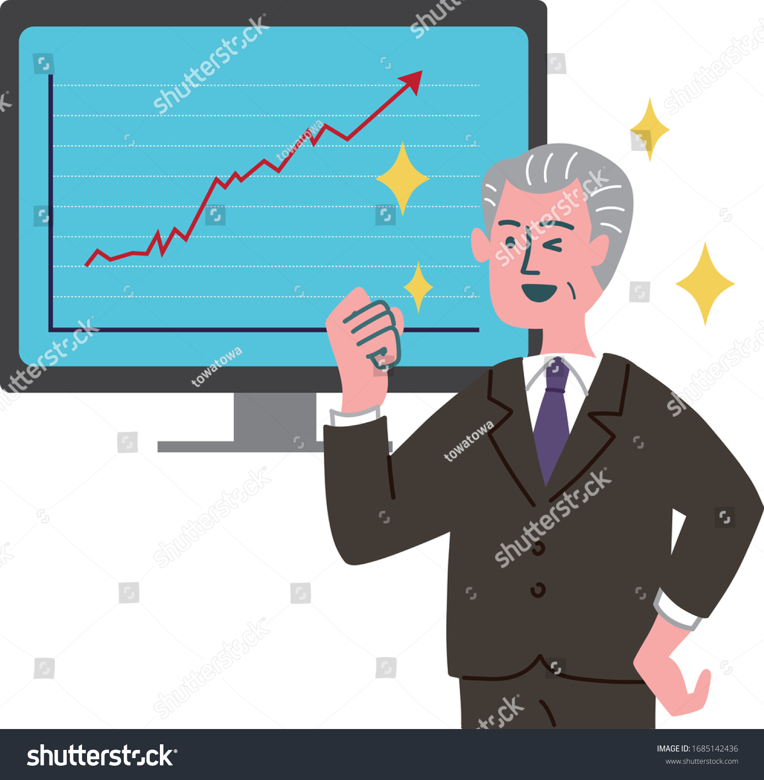 Men Graph Analysis Happy Confused Stock Vector (Royalty Free ...