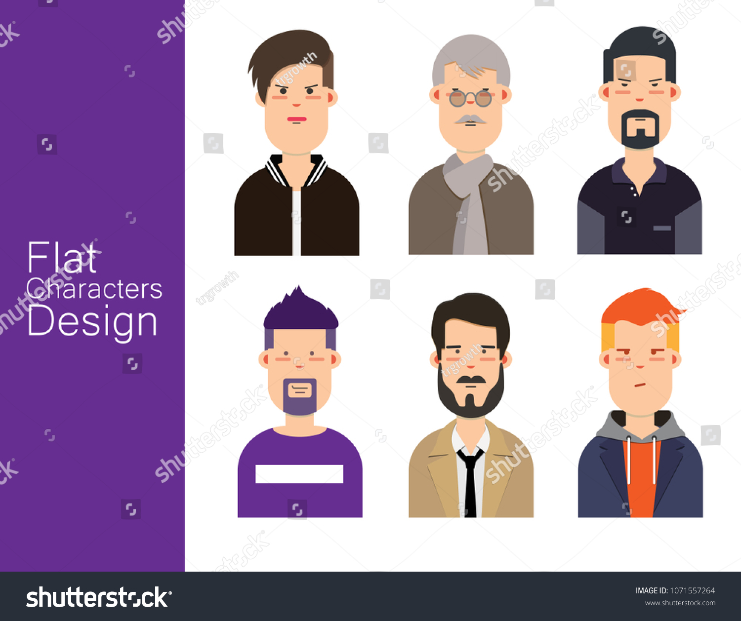 Men Illustration Avatar Vector Set Stock Vector (Royalty Free) 1071557264